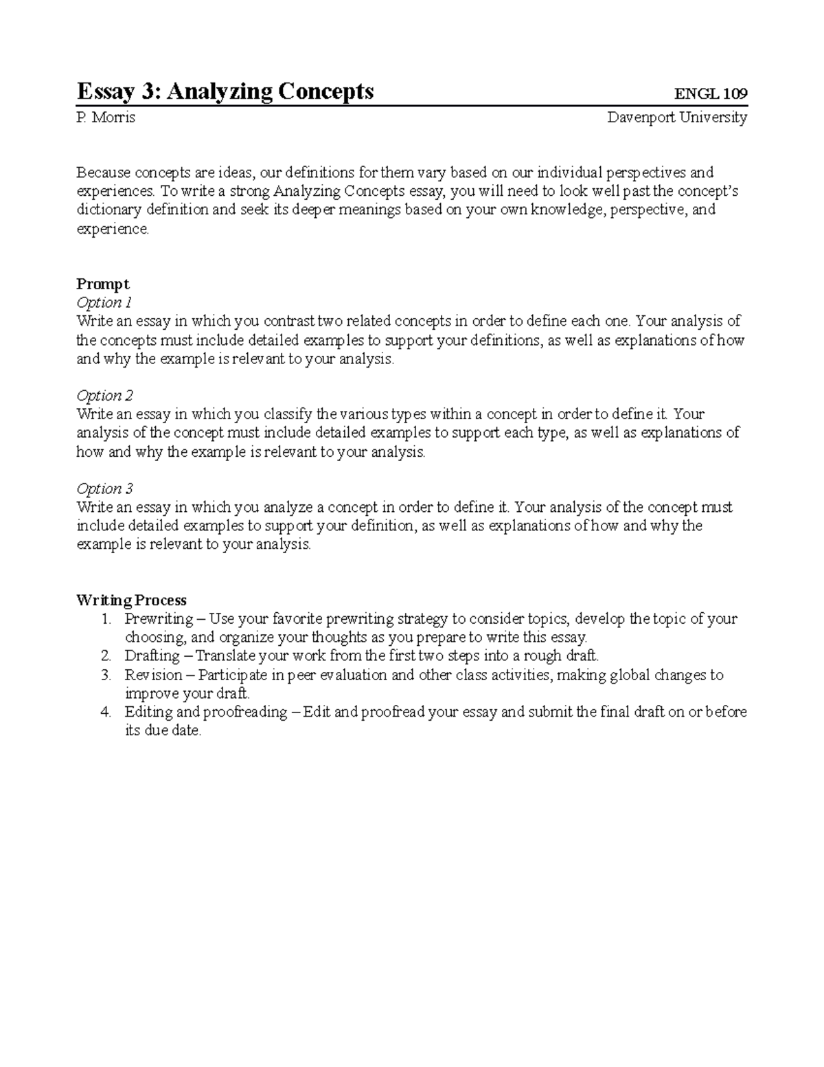 109 E3 Assignment Analyzing Concepts - Essay 3: Analyzing Concepts ENGL ...
