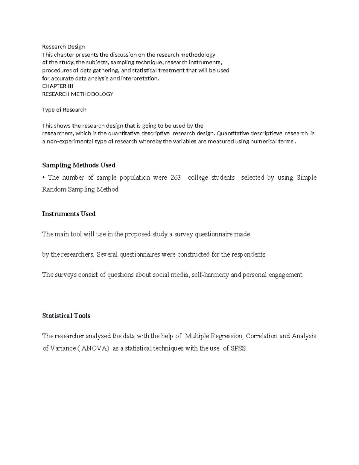 Methods - Research Design This chapter presents the discussion on the ...