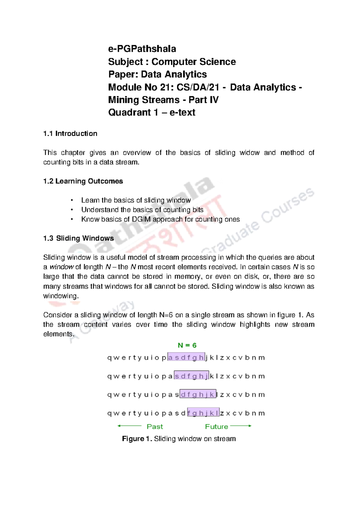 DGIM - DGIM Algorithm - e-PGPathshala Subject : Computer Science Paper: Data Analytics Module No ...