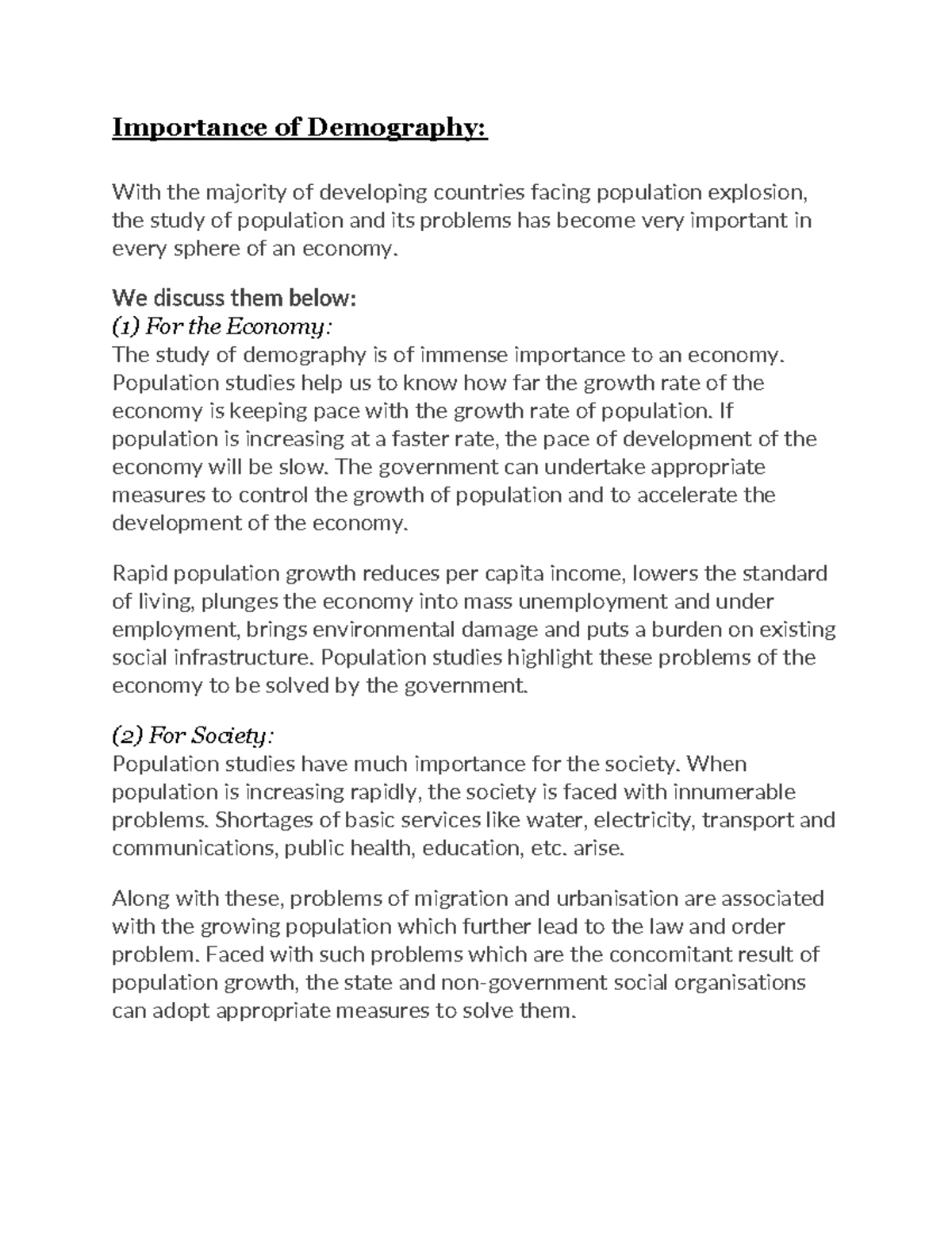 Importance of Demography - Importance of Demography: With the majority ...