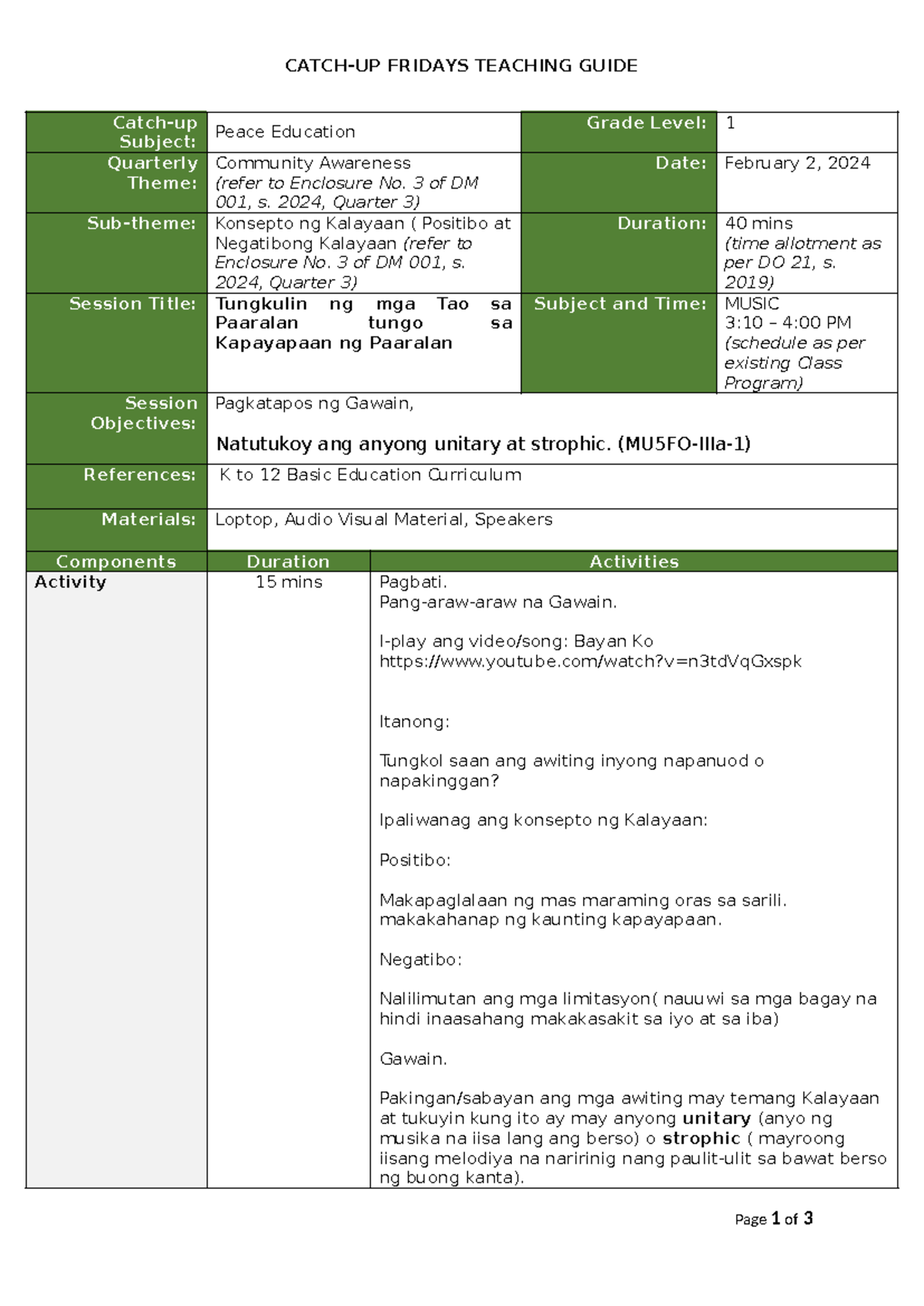 Teacher Guide for Catch up friday - CATCH-UP FRIDAYS TEACHING GUIDE ...
