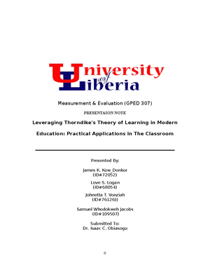 Assignment GPED 336 - Using Educational Theories to improve curriculum ...