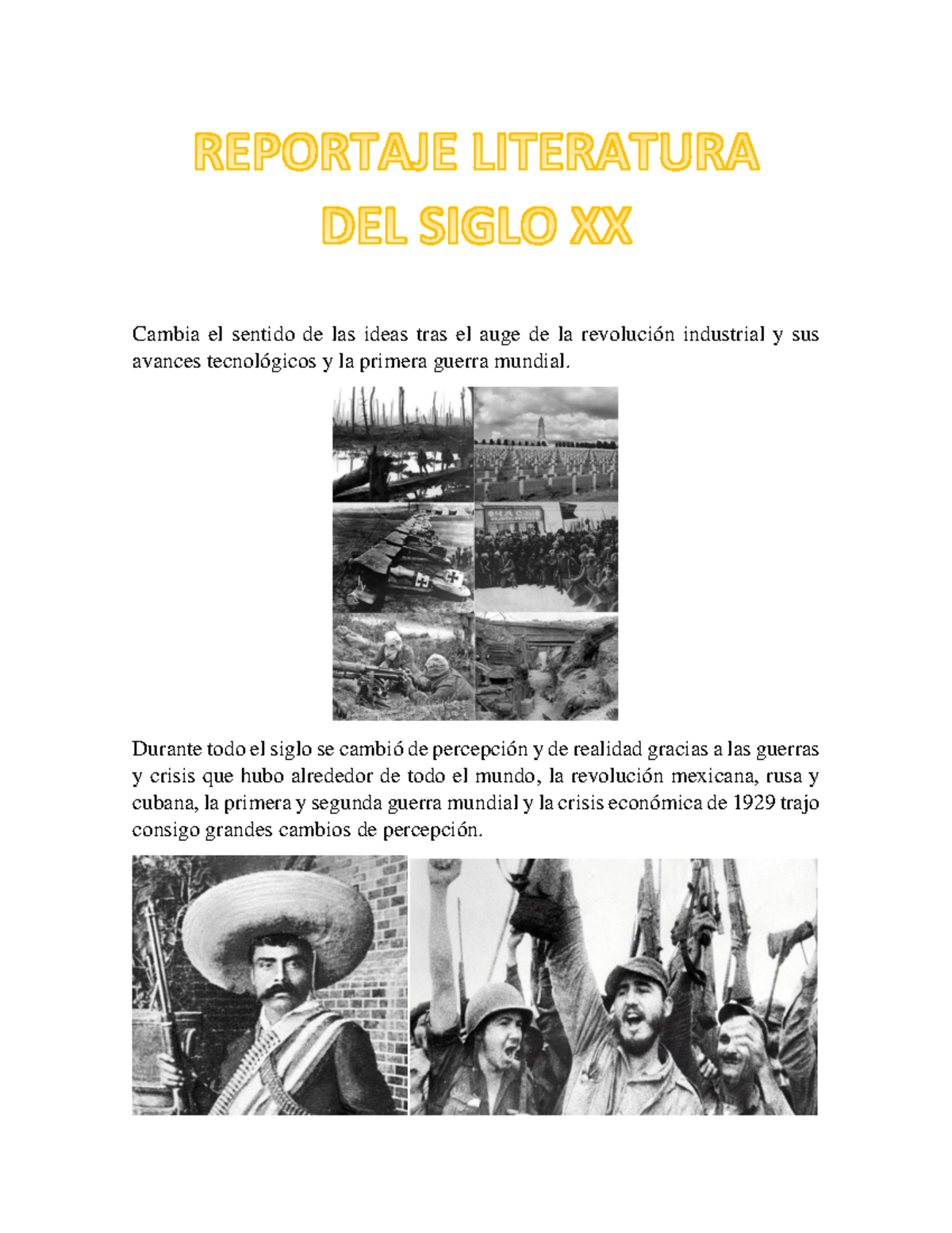 Reportaje Siglo XX - lectura - Cambia el sentido de las ideas tras el auge de la revolución ...