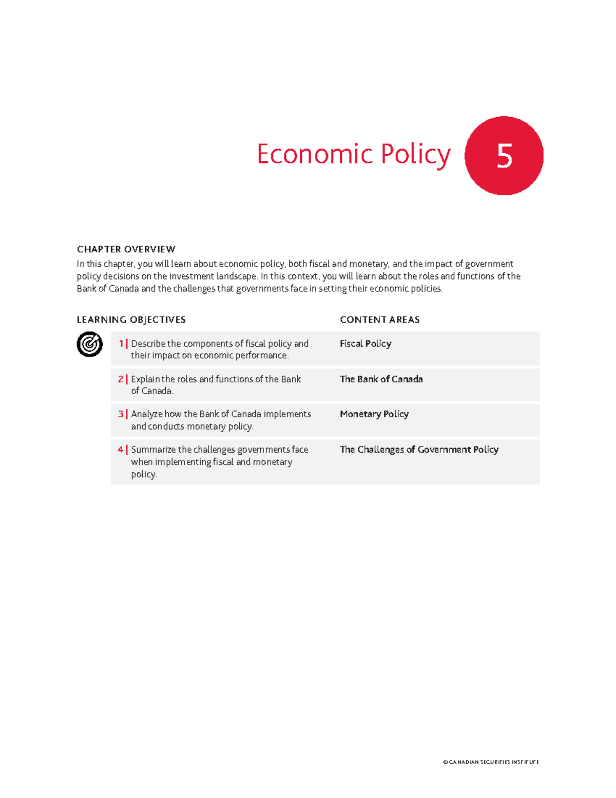 CSC Chap05 - CSC notes and questions - Economic Policy 5 CHAPTER ...