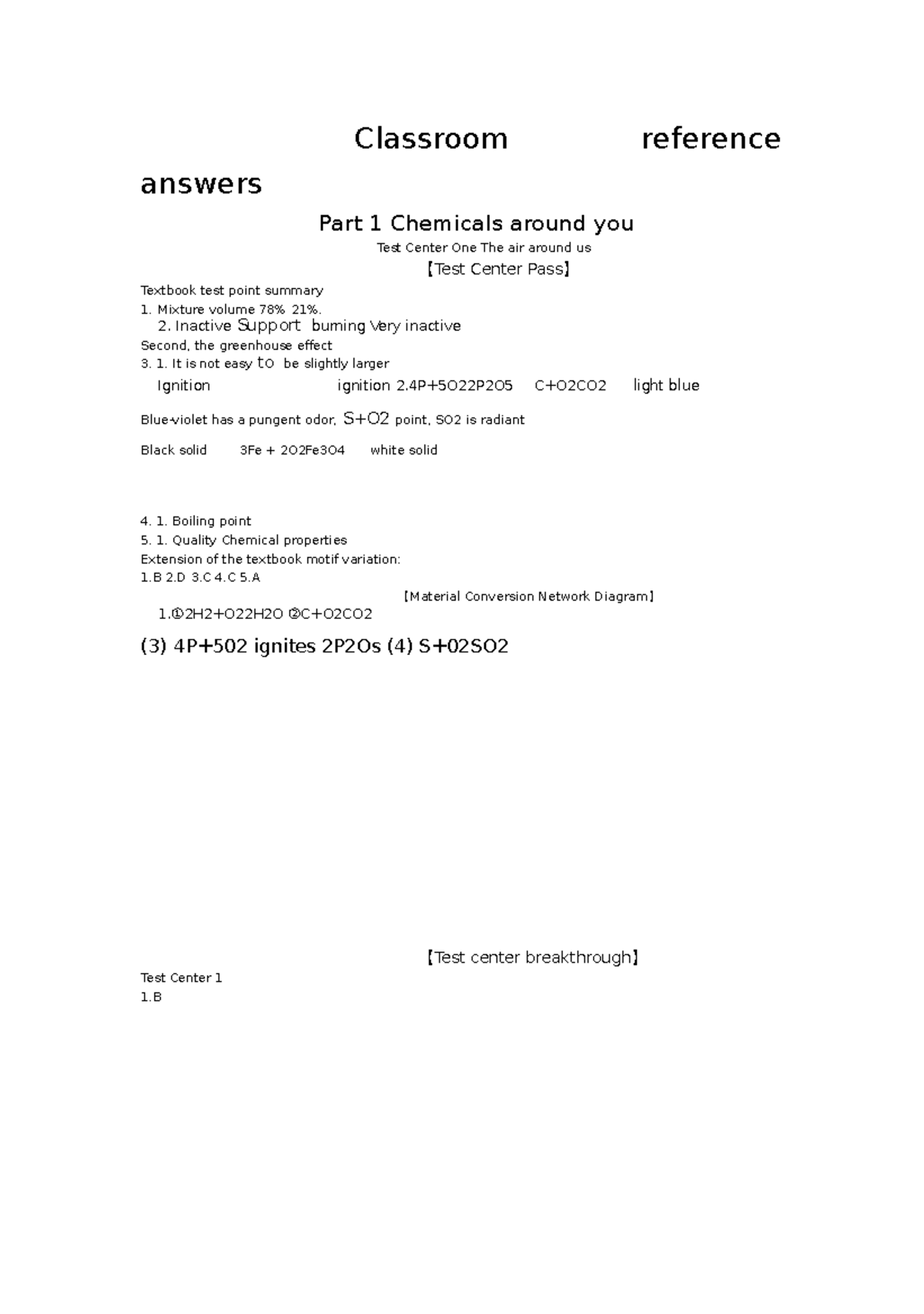 CHEM 121-Classroom reference answers - Classroom reference answers Part ...