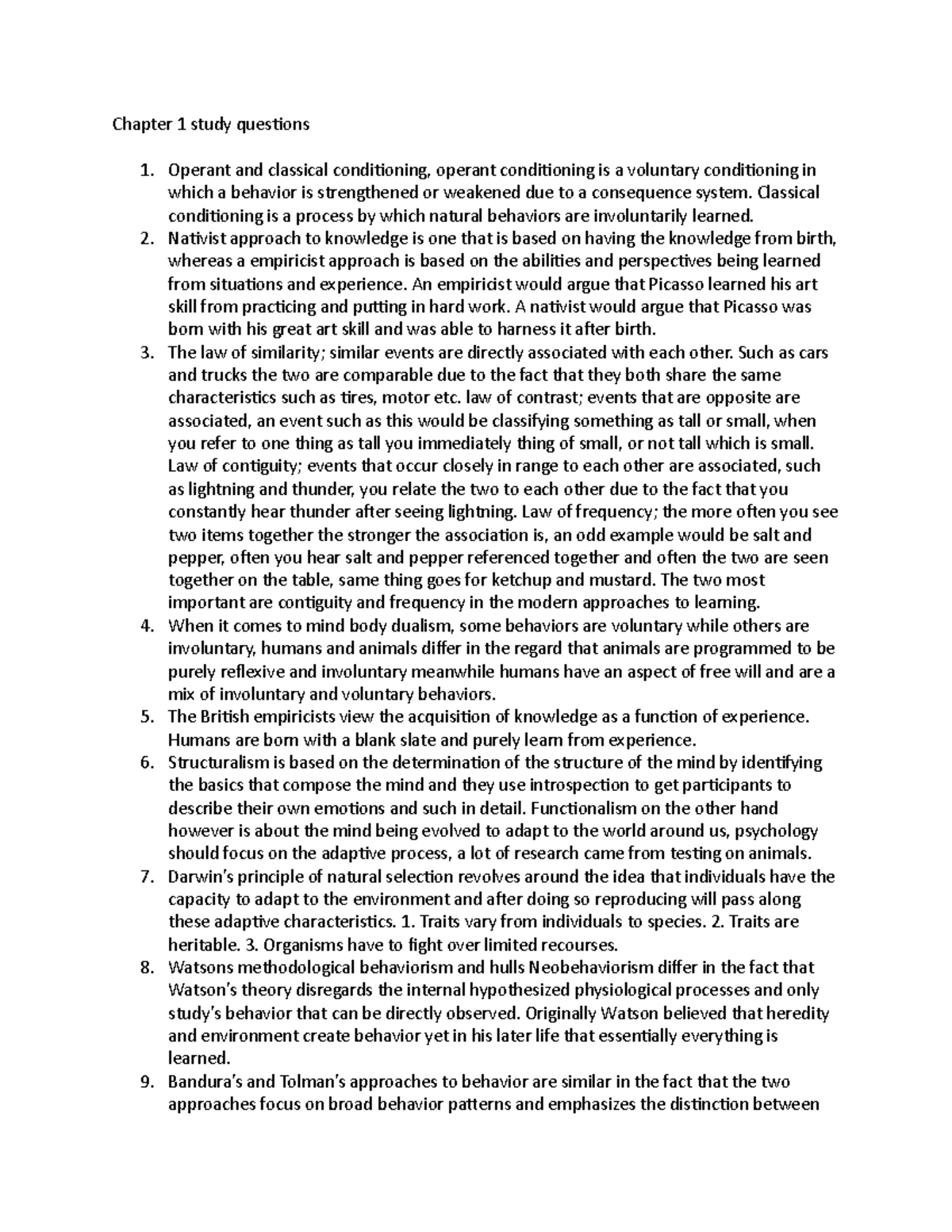 chapter 1 exam questions and answers - Chapter 1 study questions 1 ...