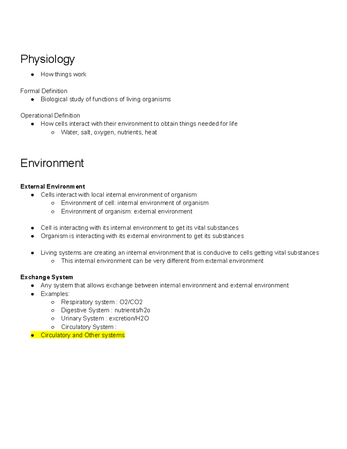 1A - joo - Physiology How things work Formal Definition Biological ...