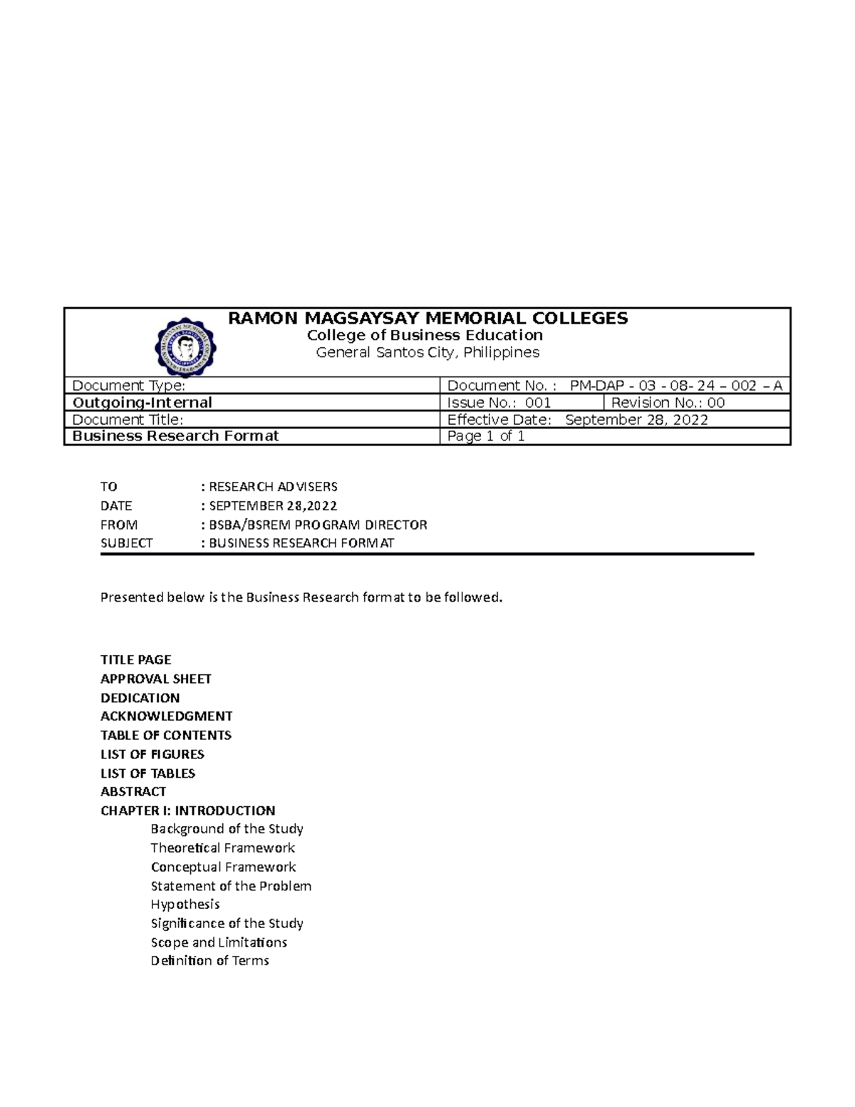 Research- Format - guide - RAMON MAGSAYSAY MEMORIAL COLLEGES College of ...