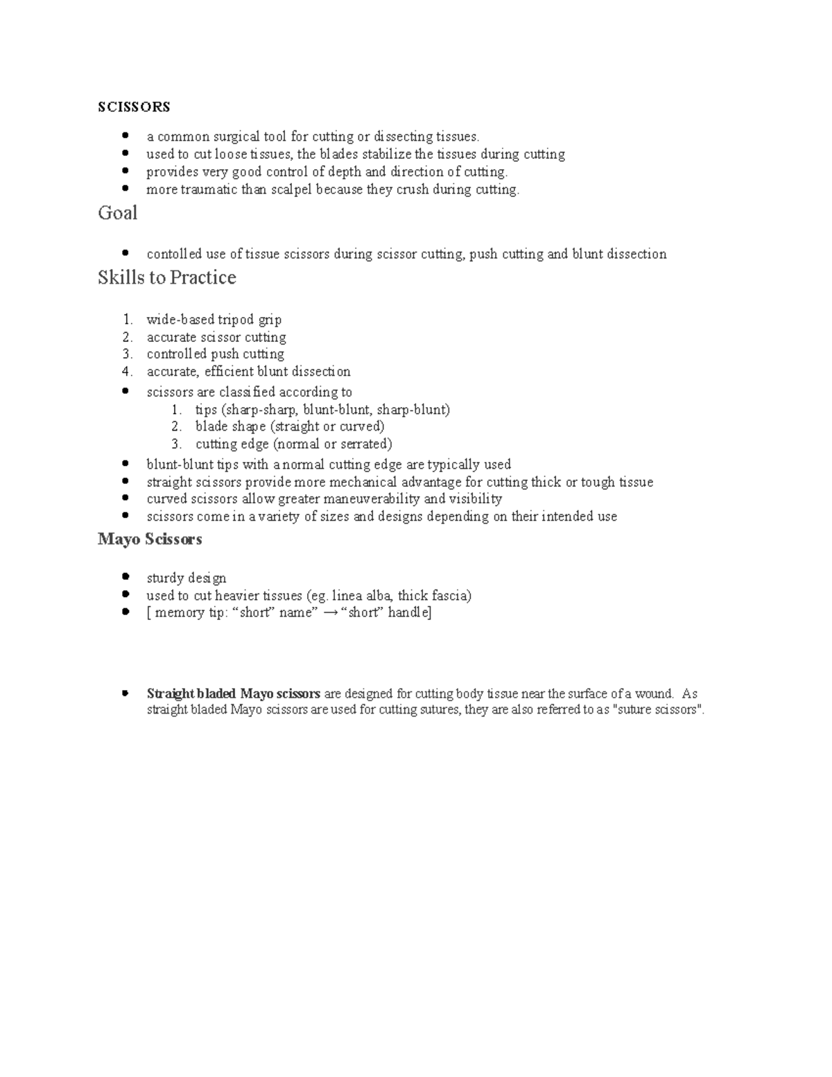 Group 7 - Nursing - SCISSORS a common surgical tool for cutting or ...