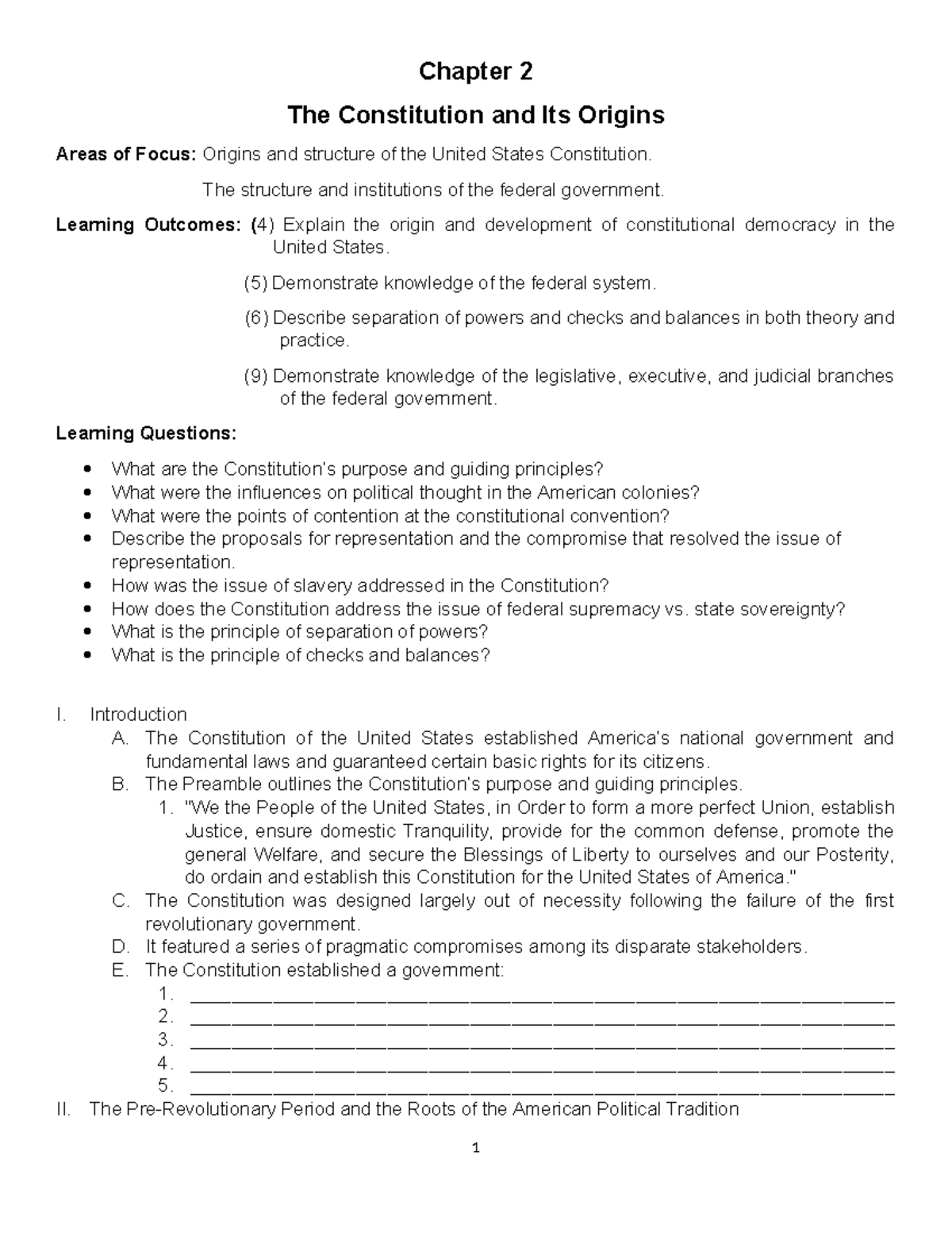 FA24 Writing Constitution Student - Chapter 2 The Constitution and Its ...