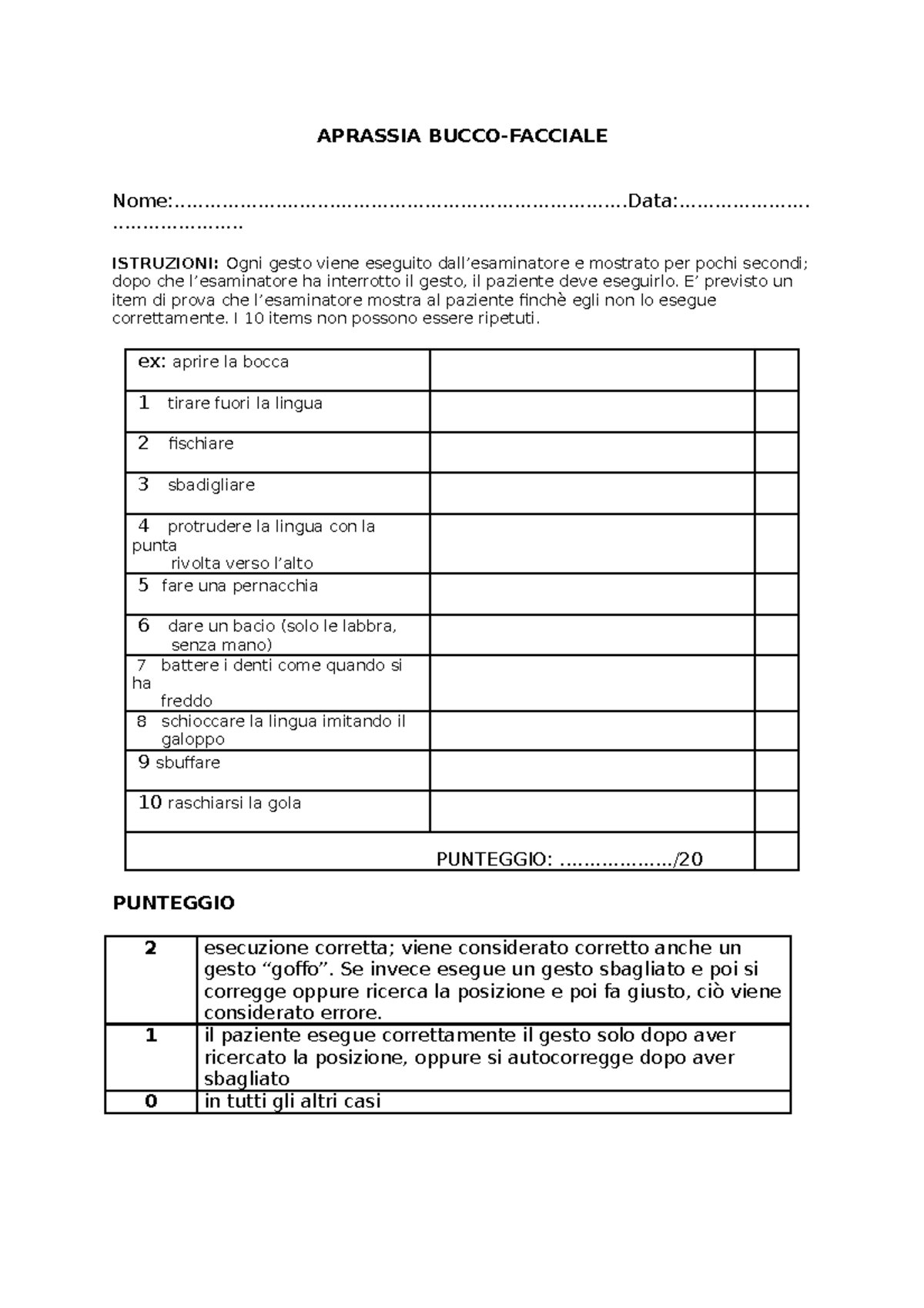 Aprassia Bucco- Facciale - APRASSIA BUCCO-FACCIALE - Studocu