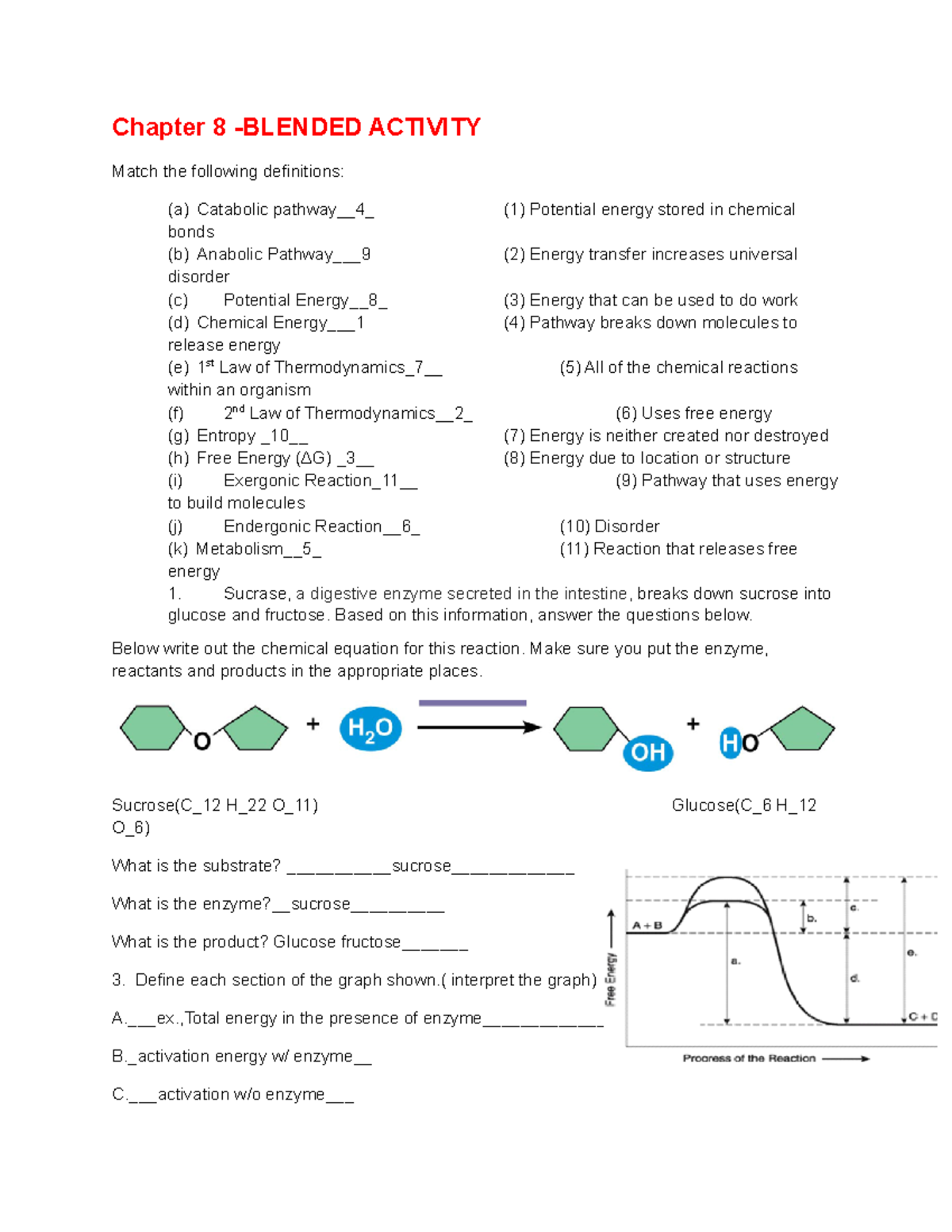 Worksheet chapter 8 - Chapter 8 -BLENDED ACTIVITY Match the following ...