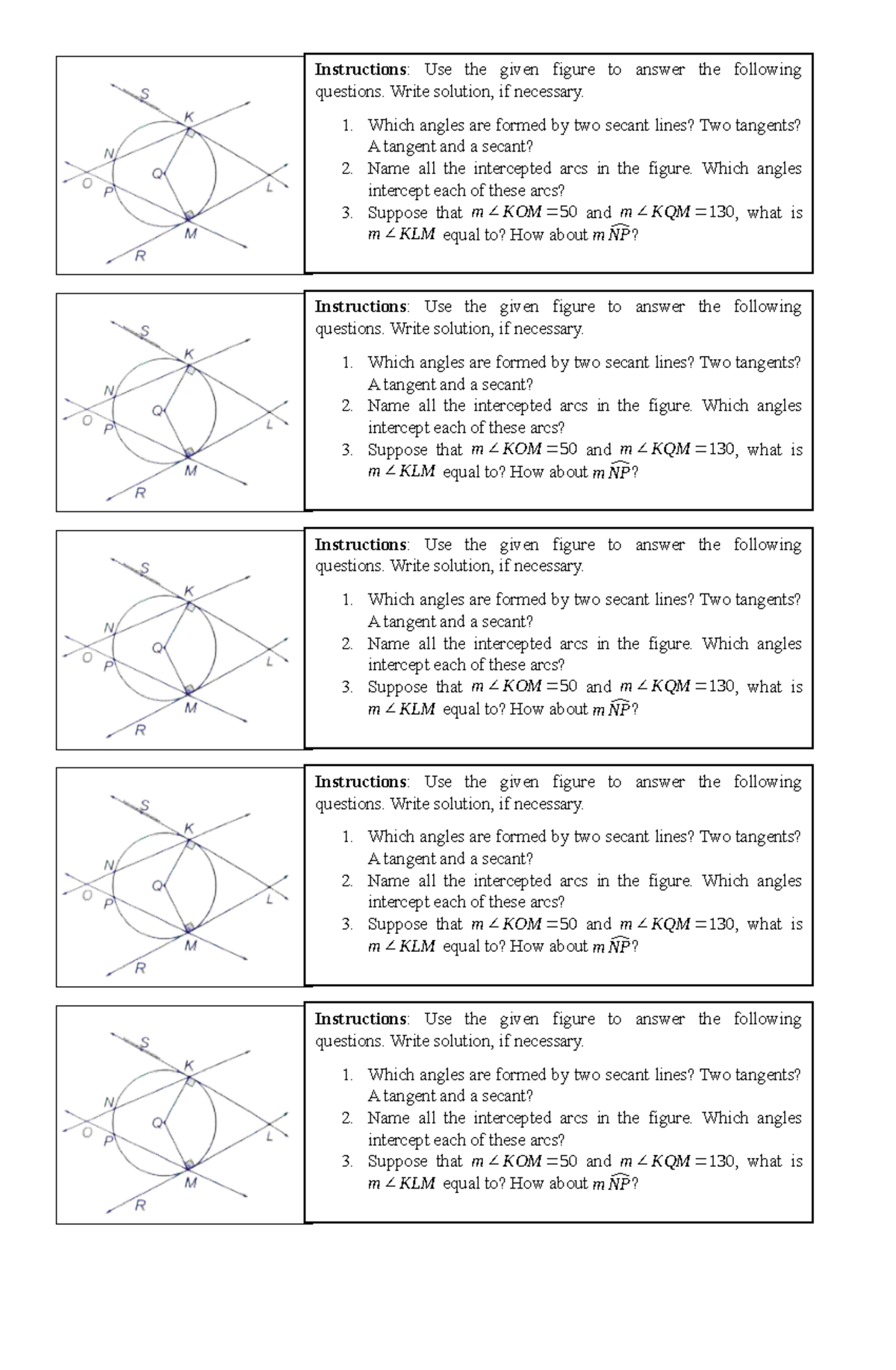 Theorems - Instructions: Use the given figure to answer the following ...