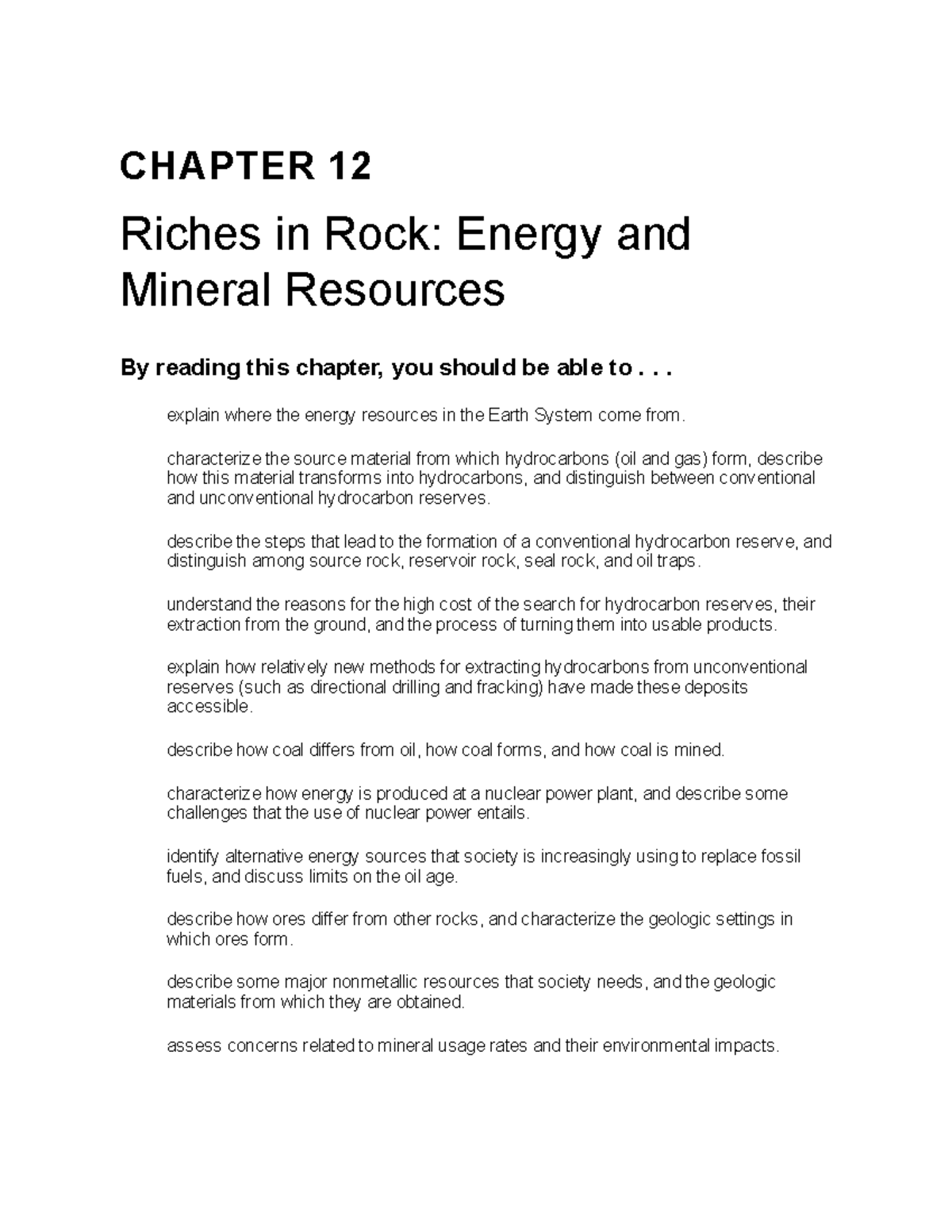 EPSC 201 - Textbook - Chapter 12 - CHAPTER 12 Riches in Rock: Energy ...