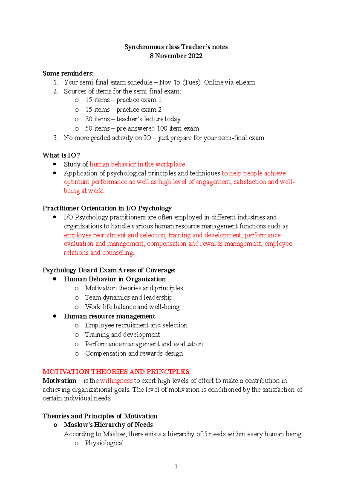 What is IO Notes - Synchronous class Teacher’s notes 8 November 2022 ...