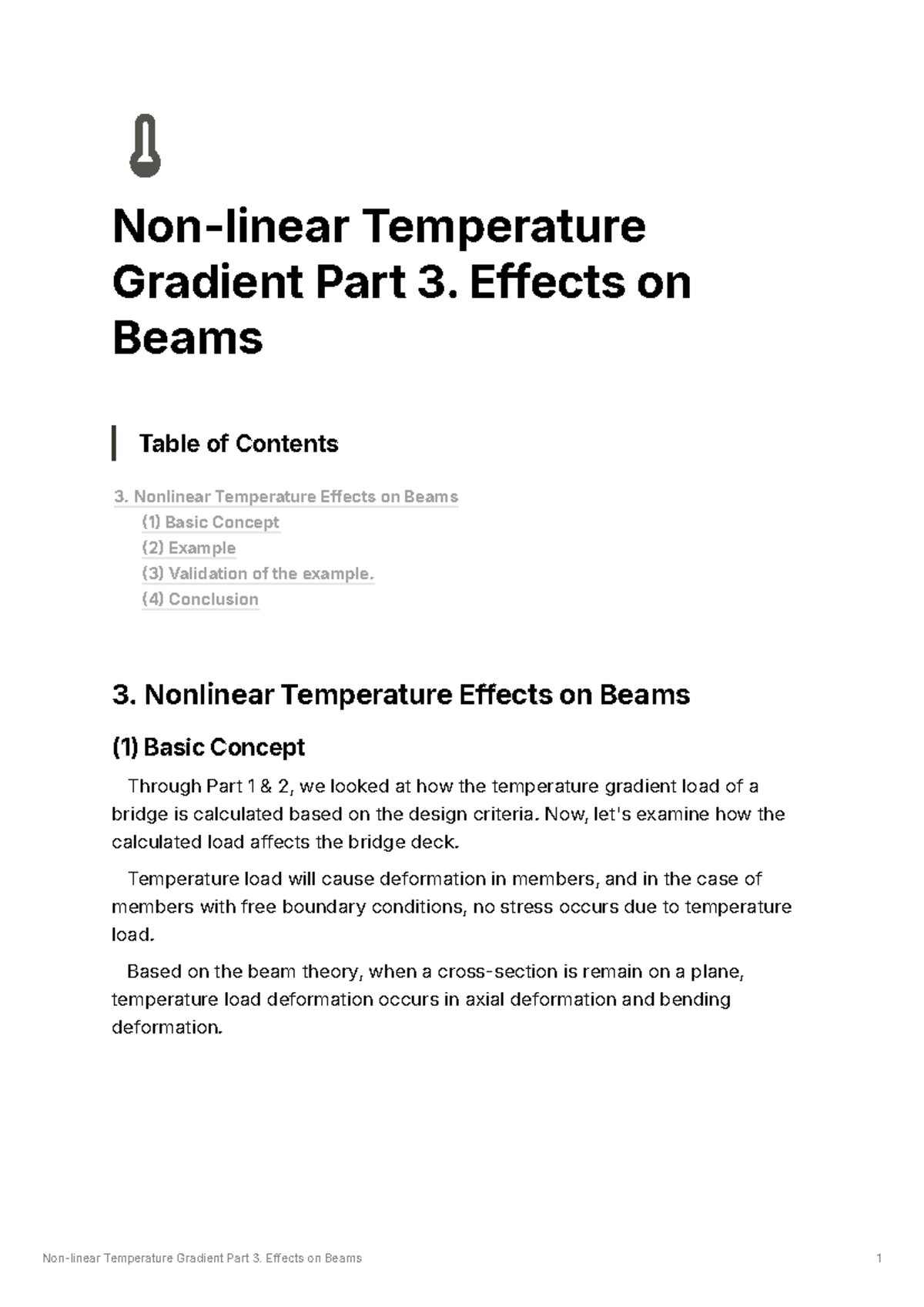 Non-linear Temperature Gradient Part 3 - Effects on Beams Table of ...