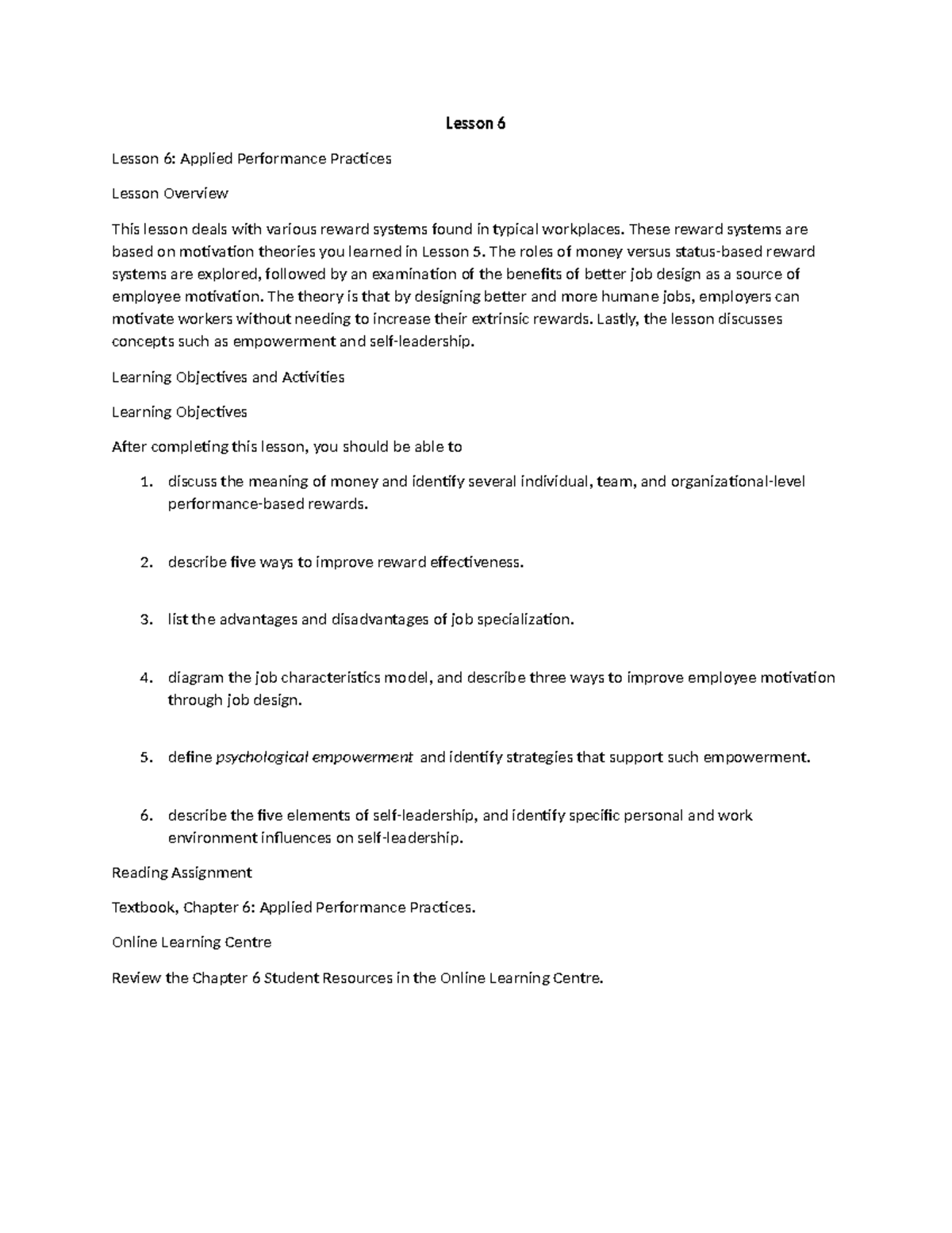 Lesson 6 - Lesson 6 Lesson 6: Applied Performance Practices Lesson ...