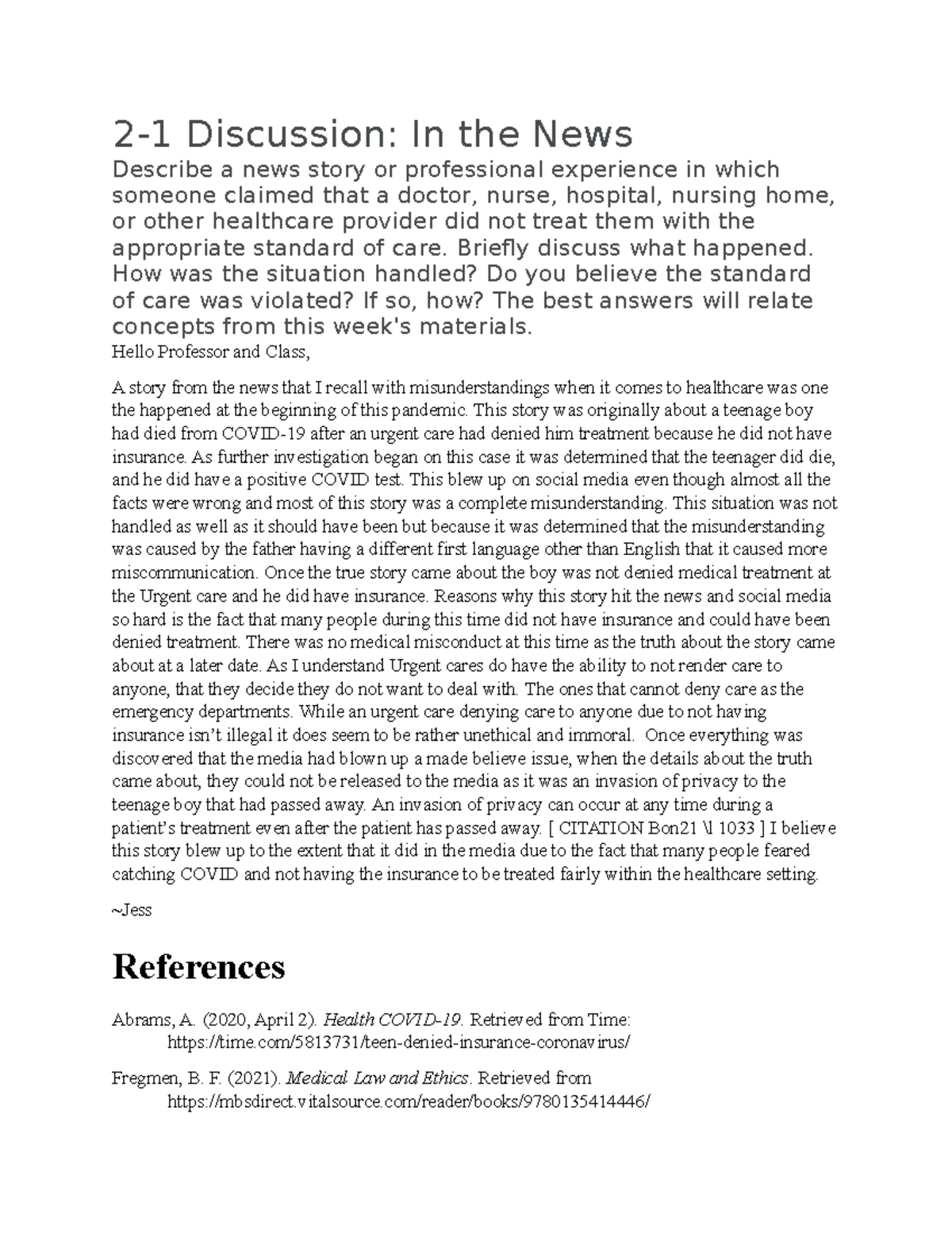 2-1 Discussion In the News - 2-1 Discussion: In the News Describe a ...