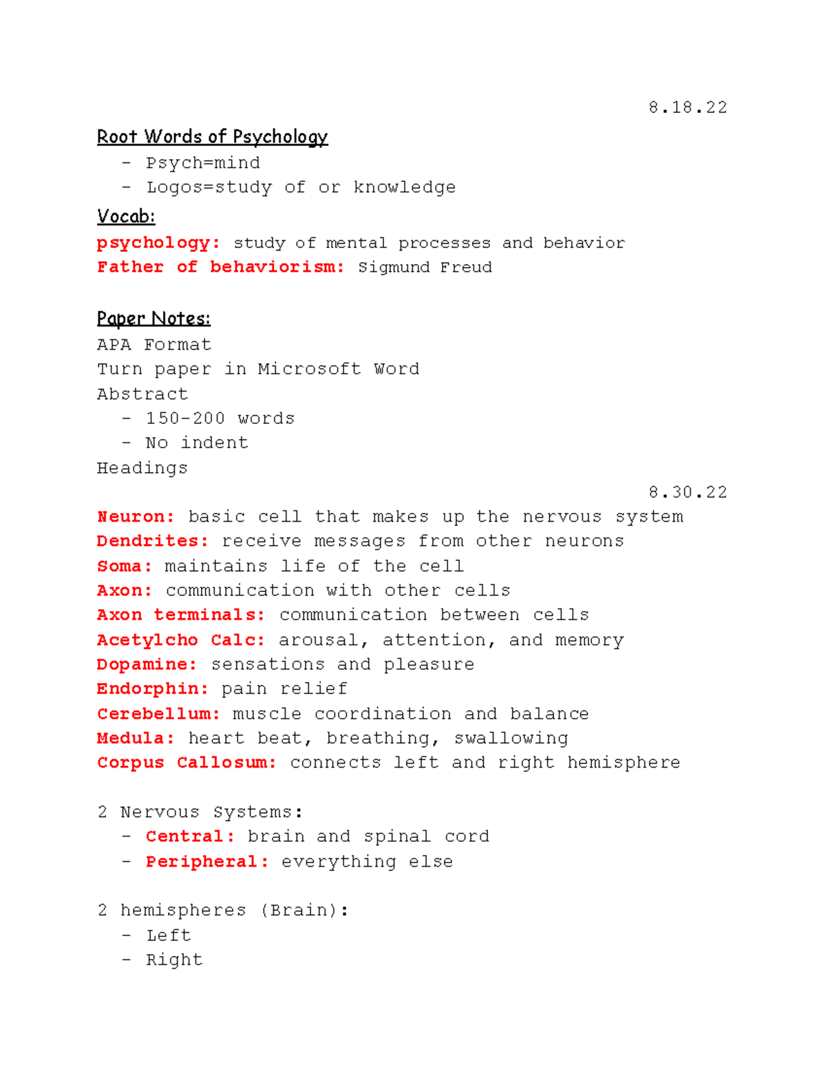 PSY 251 Notes - PSY 251 Dr. Jera Tolliver-Scott - 8. Root Words of ...