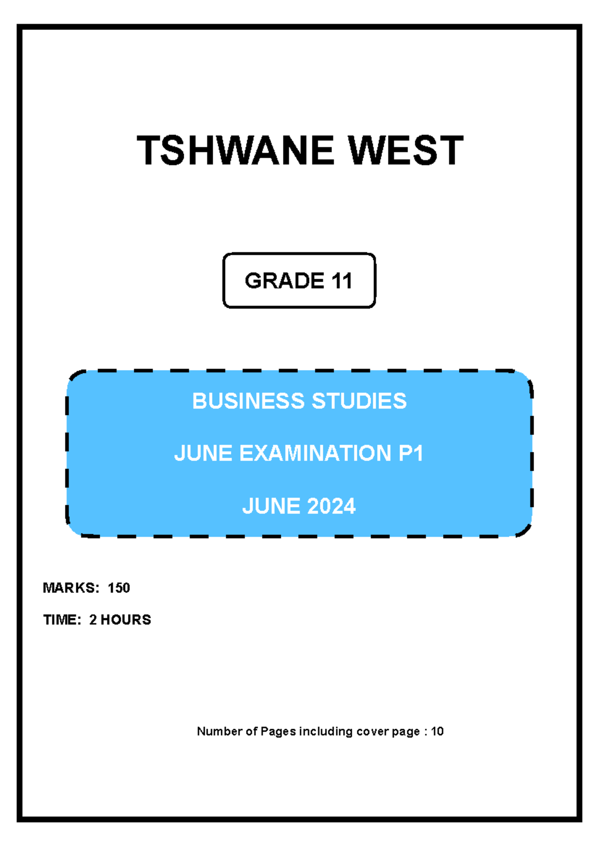 ( Final)Business Studies P1 TW D15 - BUSINESS STUDIES JUNE EXAMINATION ...
