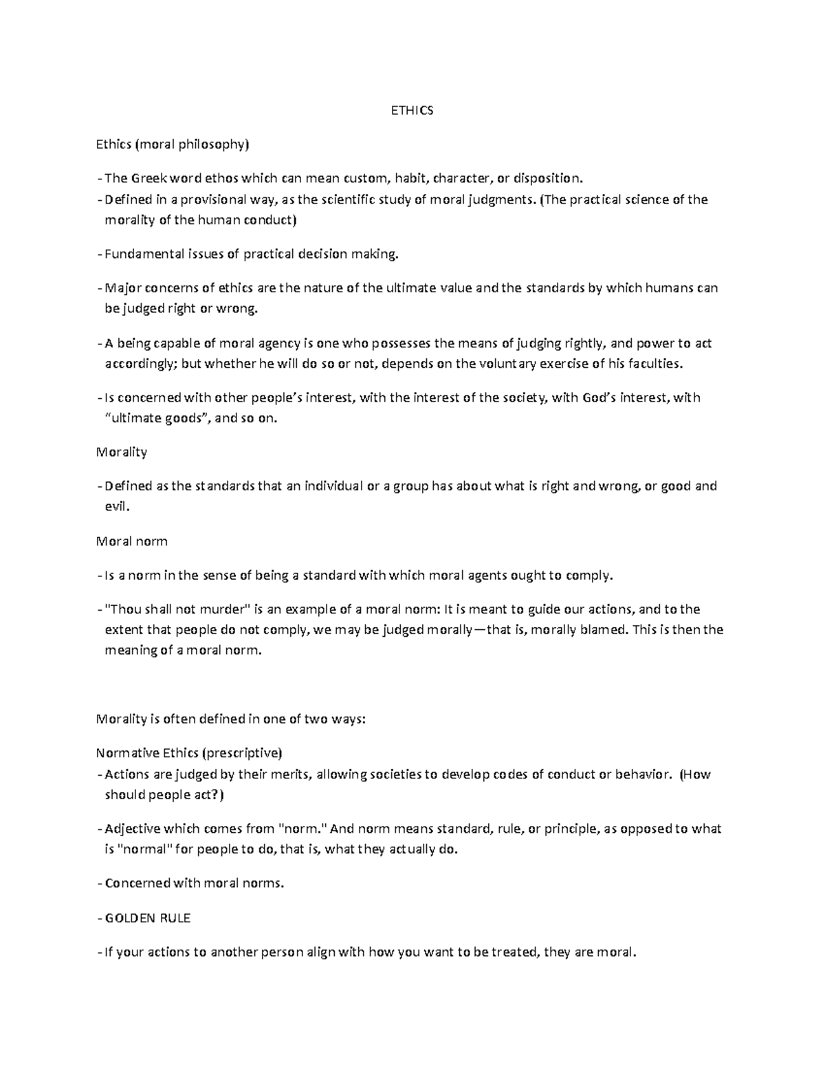 Ethicss - tit3 - ETHICS Ethics (moral philosophy) - The Greek word ...