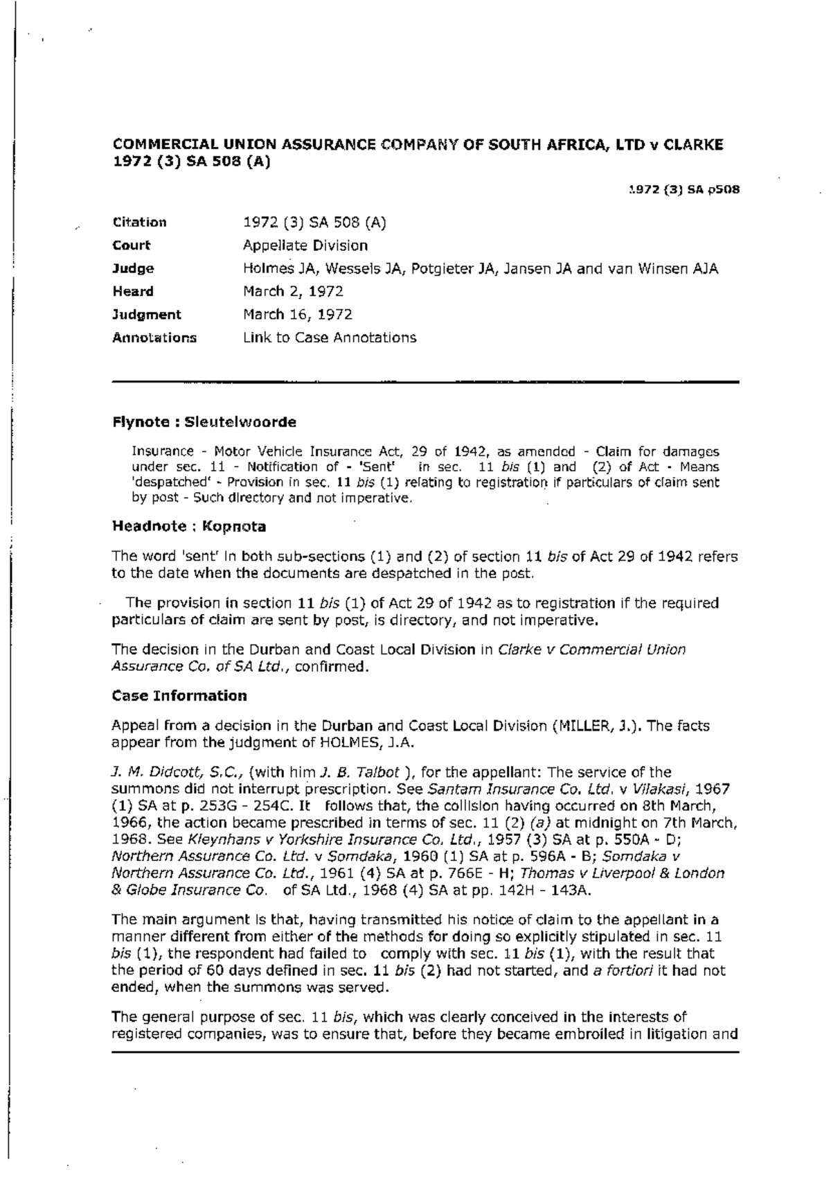 Commercial-union-v-clarke - CLW41AO - Studocu