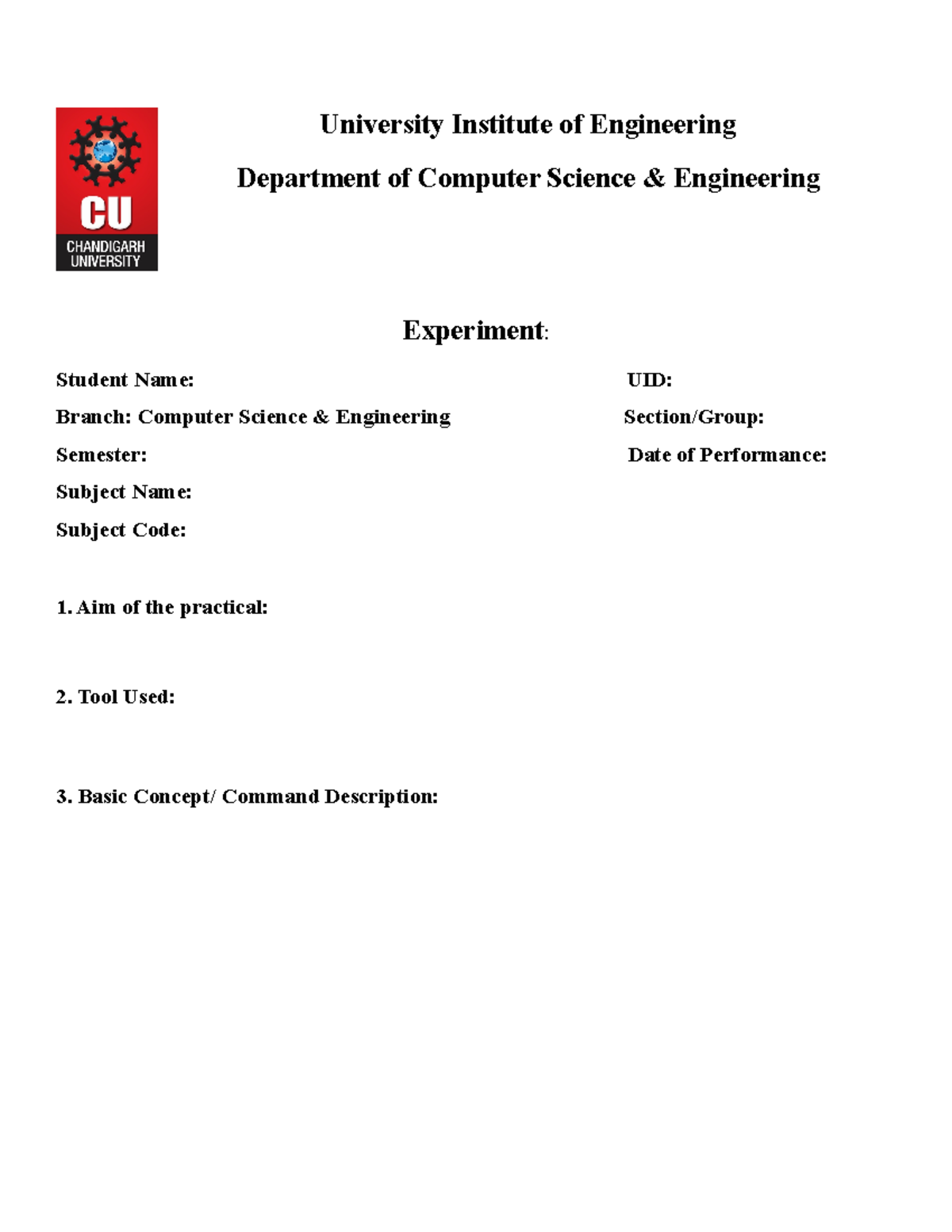 Chatbot - Department of Computer Science & Engineering Experiment: Student Name: UID: Branch ...