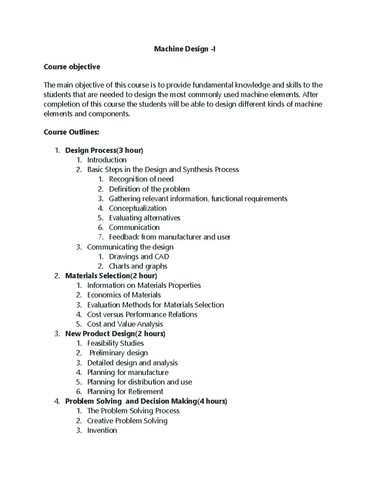 Machine Design and Heat and Mass Transfer Syllabus - Machine Design -I ...