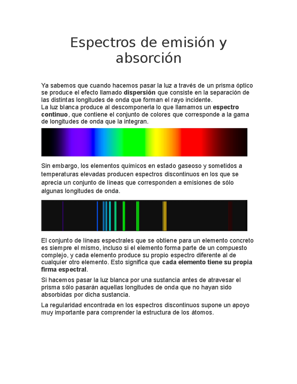 Espectros de emisión y absorción - Espectros de emisión y absorción Ya ...