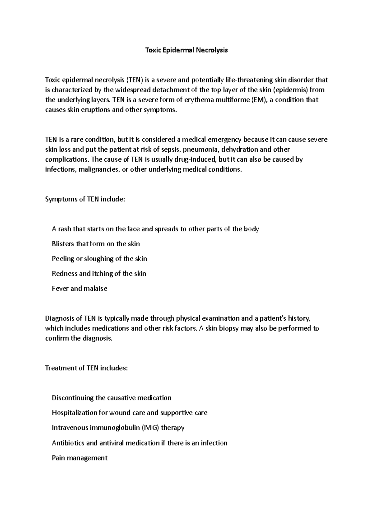 Toxic Epidermal Necrolysis - Toxic Epidermal Necrolysis Toxic epidermal ...