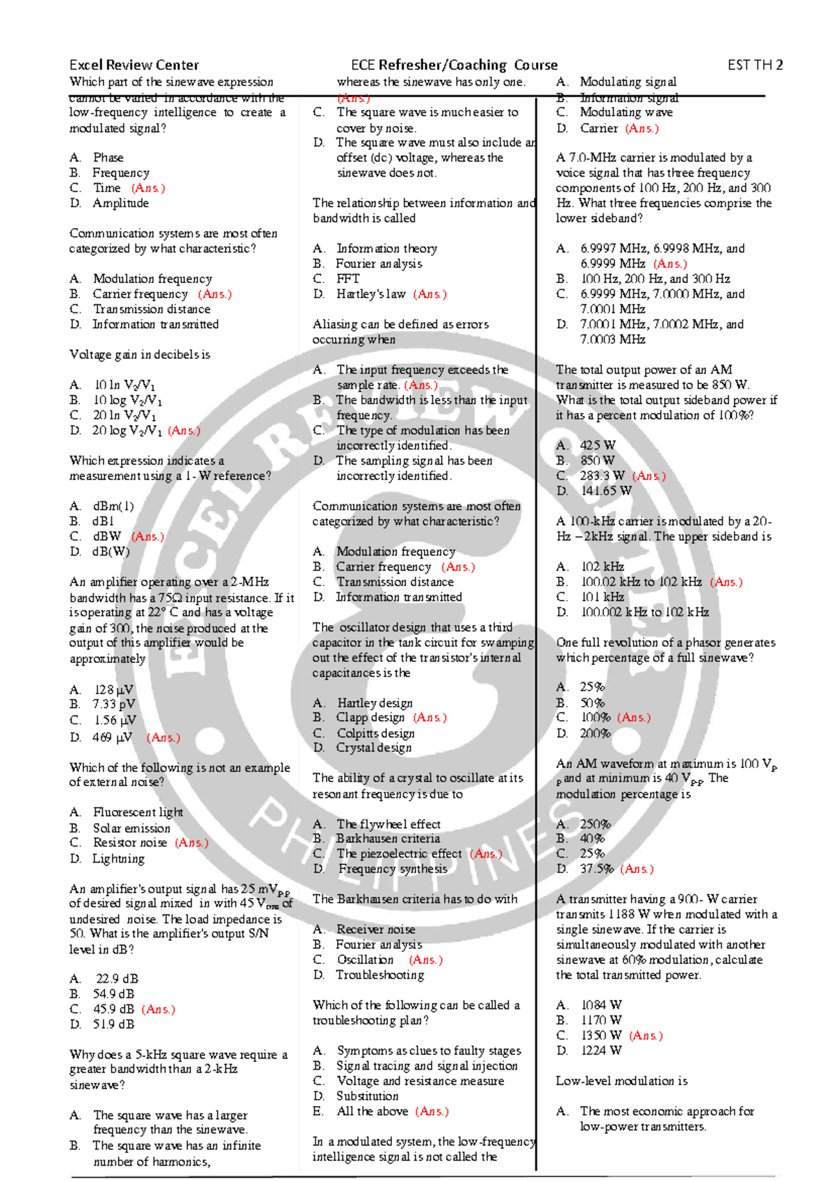 Downstudocu - Reviewer/refresher to board exam in electronics and ...