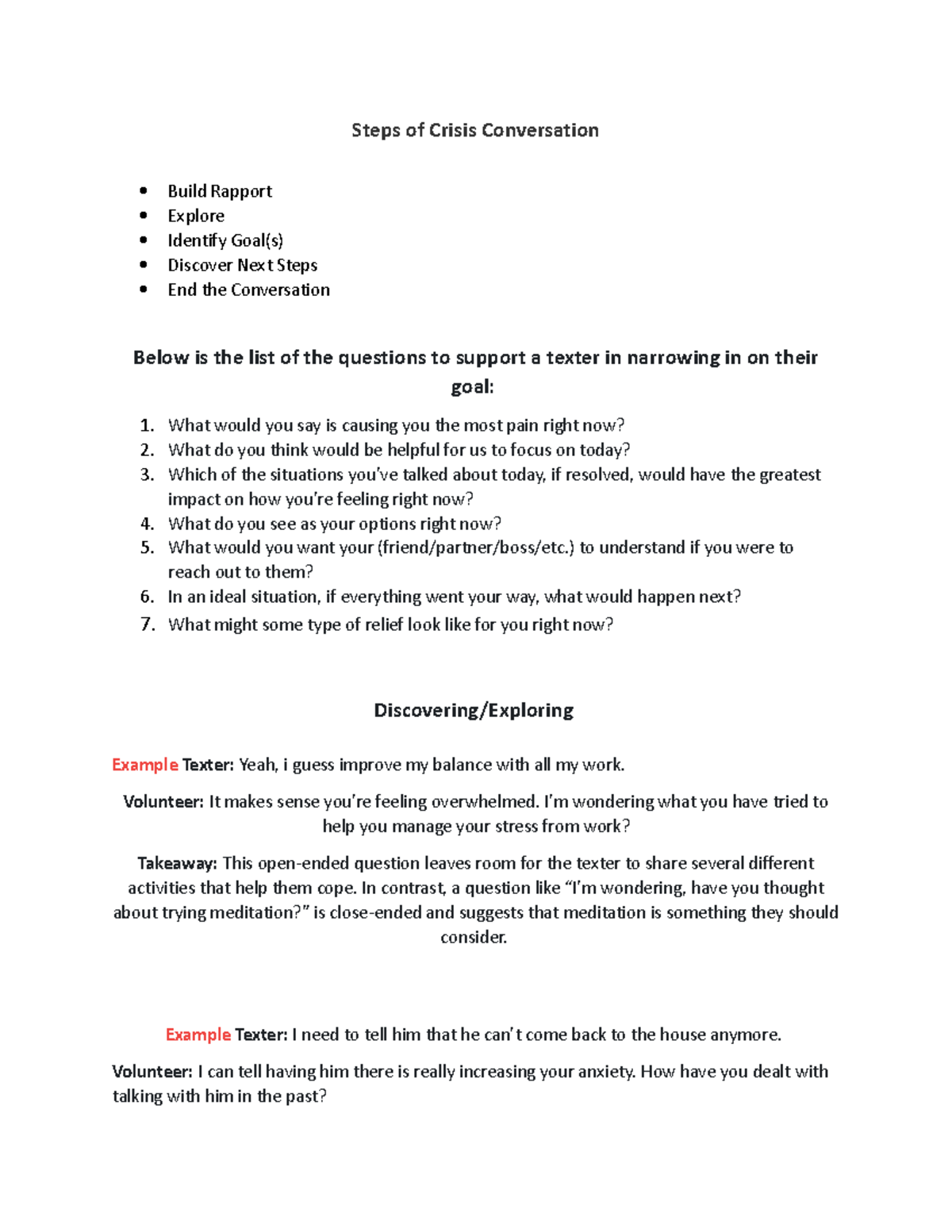 DOs and DONTs of Crisis Specialist - Steps of Crisis Conversation Build ...