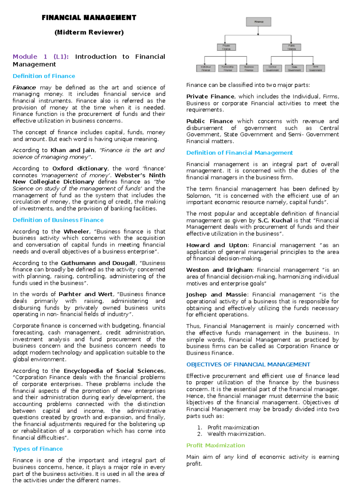 Financial Management (Midterm Reviewer) - FINANCIAL MANAGEMENT (Midterm ...