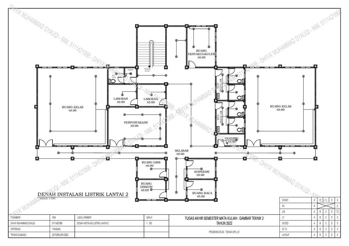 Denah Listrik 2 - Autocad - SELASAR ±0. WC PUTRI -0. WC PUTRA -0. SHAFT ...
