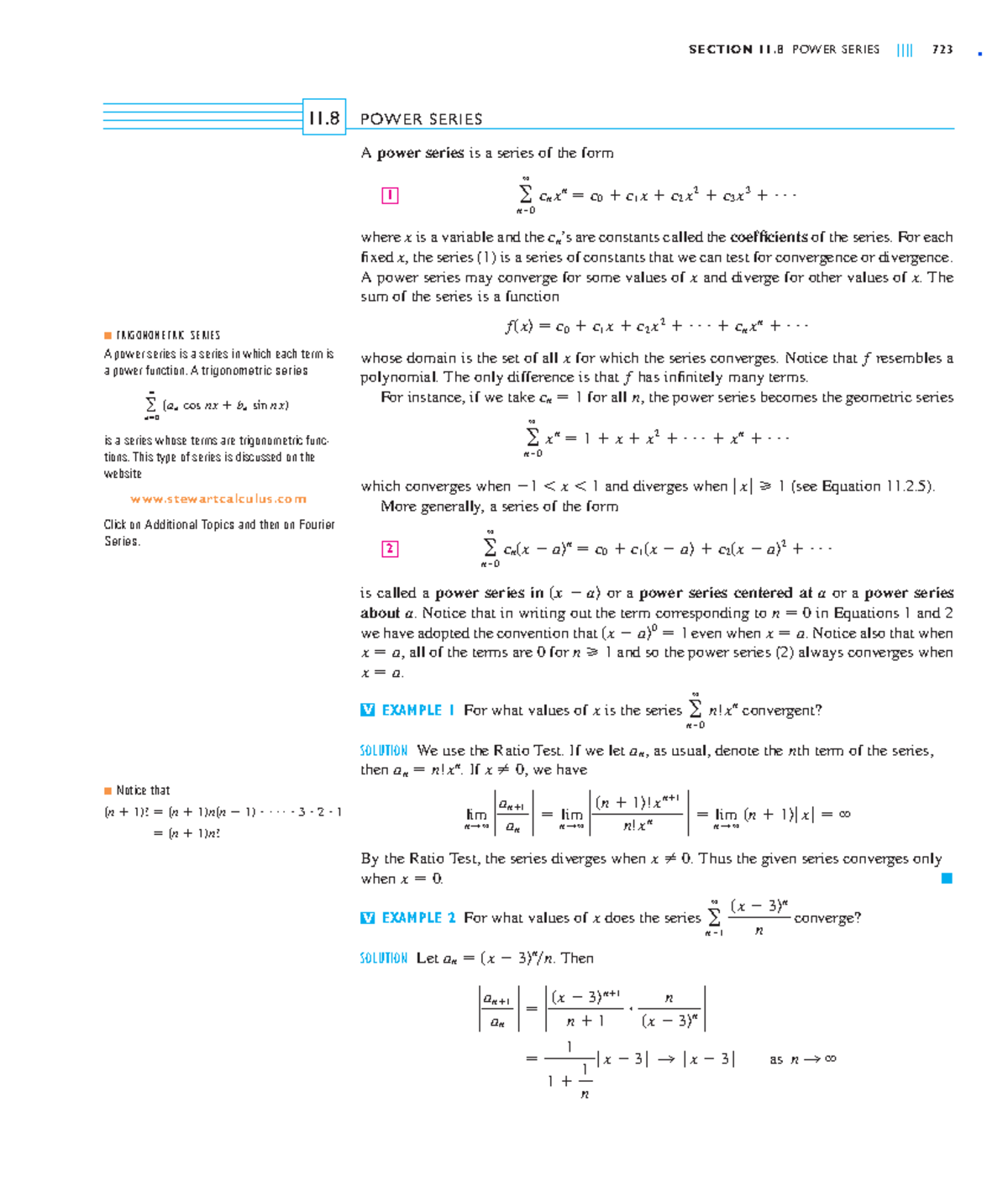 Math ch 11-8 - math work - POWER SERIES A power series is a series of ...