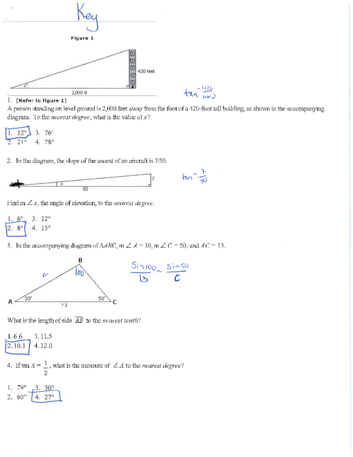 Trig review sheet key - To tbh it’s for math however I needed answers ...