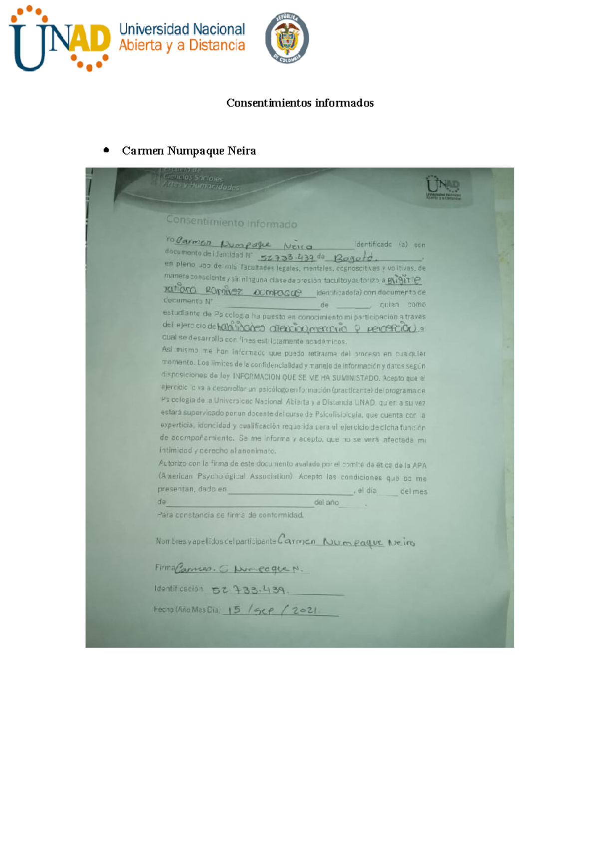 Analisis de las pruebas Brigitte Ramirez - Consentimientos informados ...