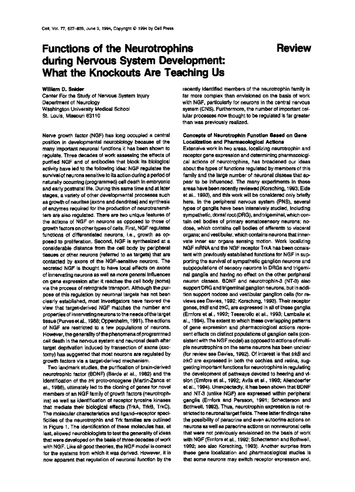 Snider 1994 - dafsfdf - Cell, Vol. 77, 627-638, June 3, 1994, Copyright ...