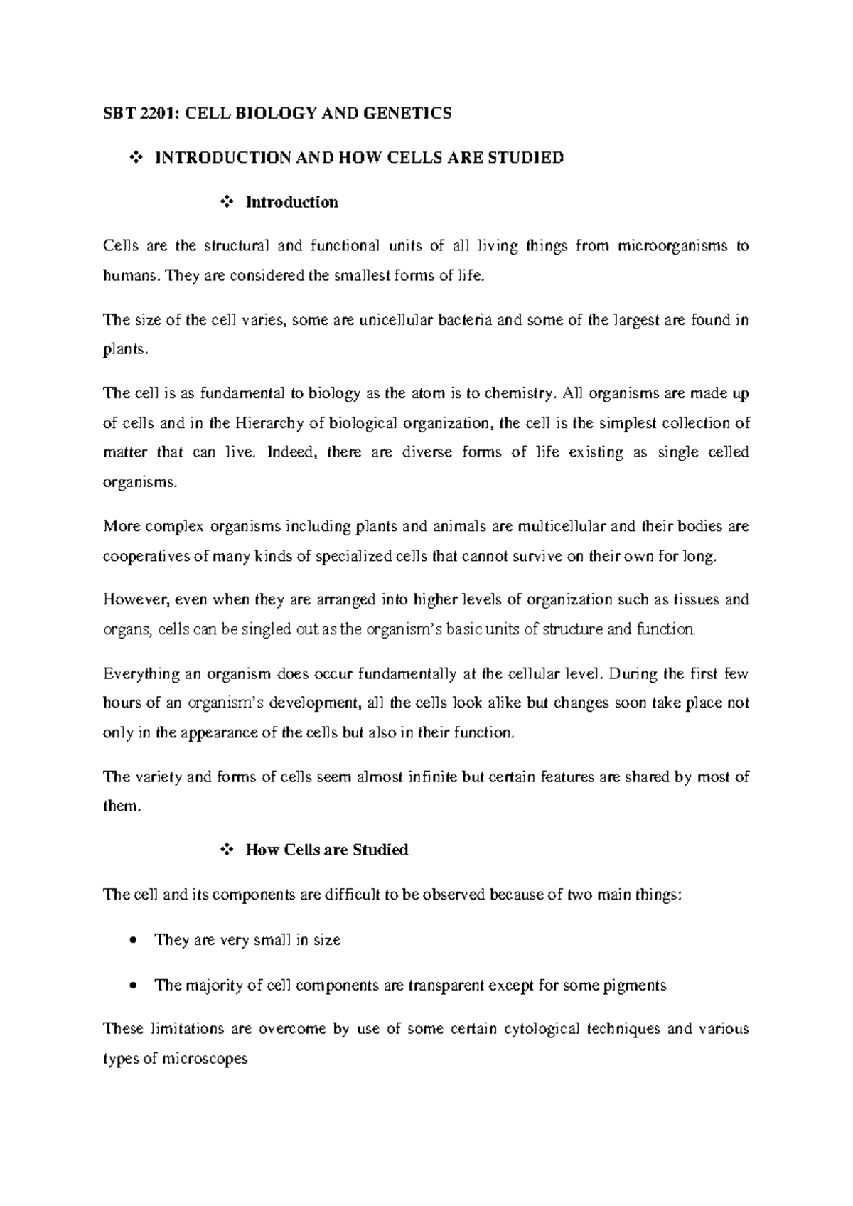 Cell Bio Notes-2 - Cell movement and signaling - SBT 2201: CELL BIOLOGY ...