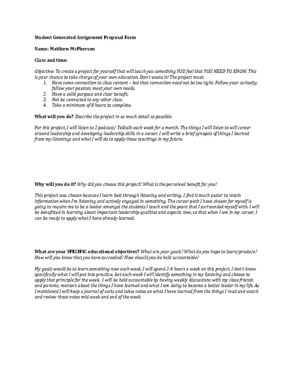 SGP Proposal Form this Is always needed - FDREL351 - BYU-Idaho - Studocu