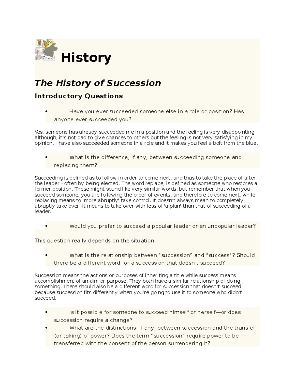 History [case file] - ihtr4etr - History The History of Succession ...