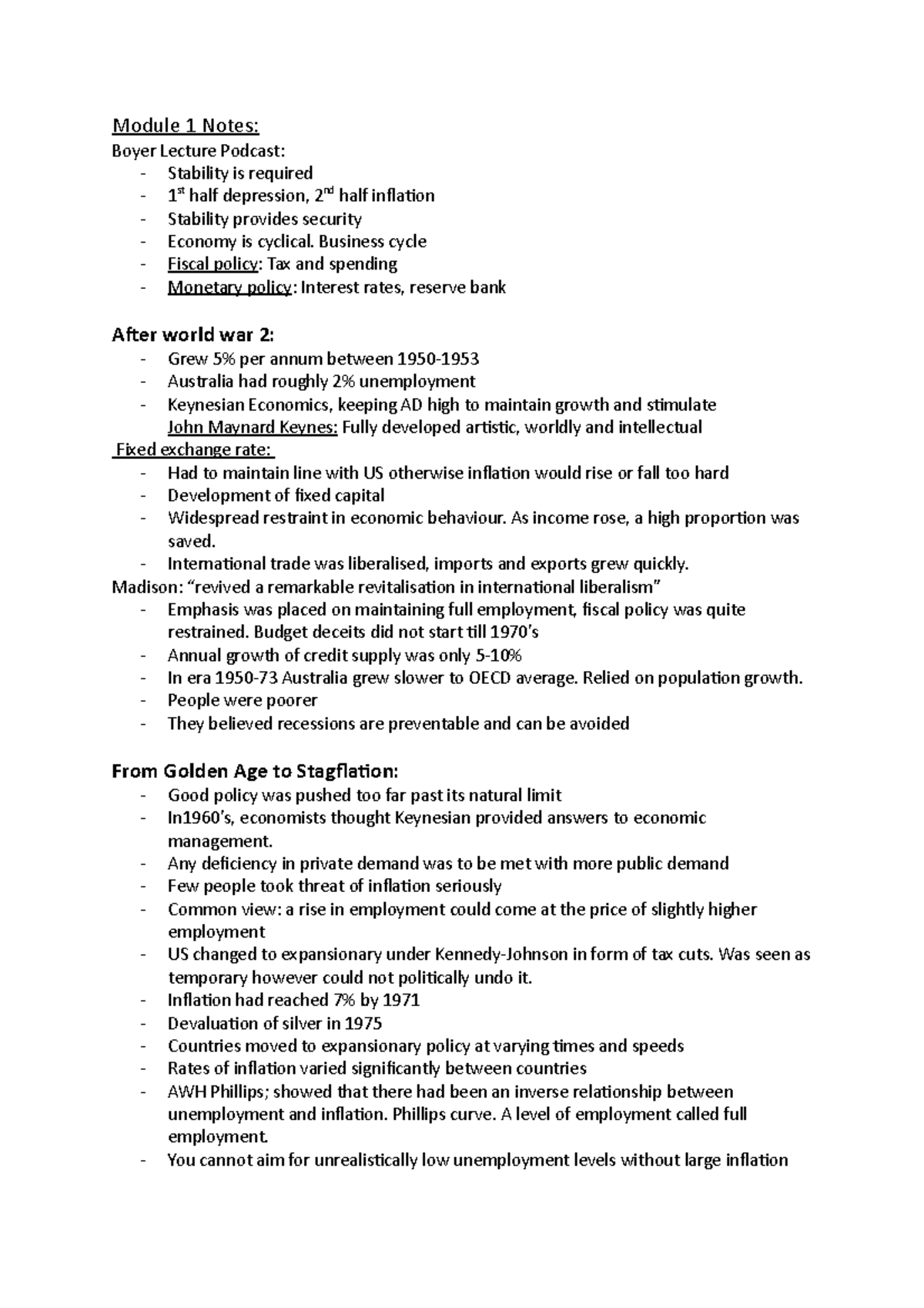 Module 1 Notes - Module 1 Notes: Boyer Lecture Podcast: - Stability is ...