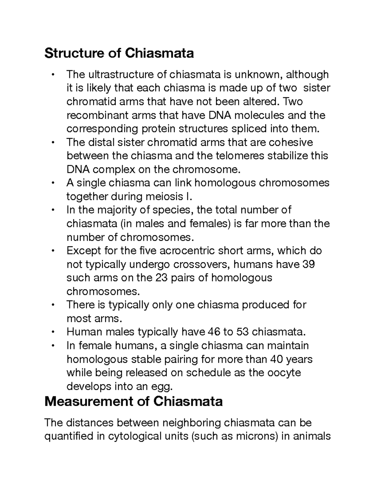 Bio 27 - Notes - Structure of Chiasmata The ultrastructure of chiasmata ...