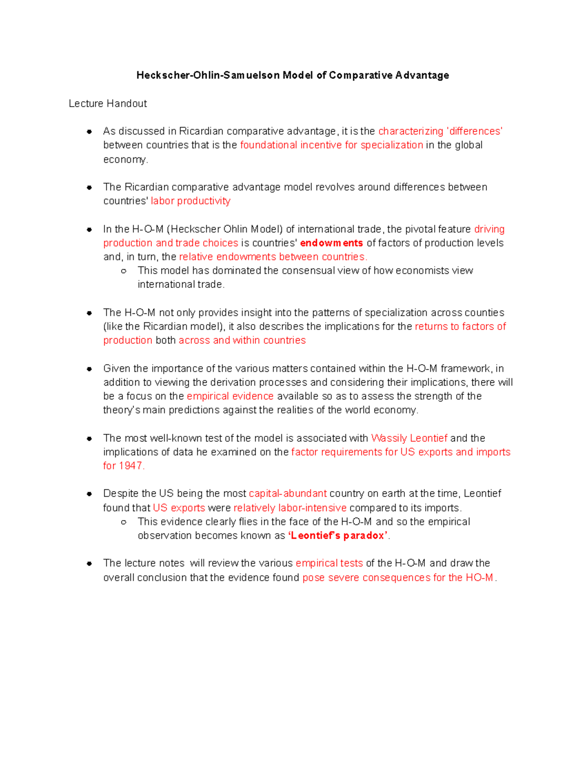 WK4 Lecture: Heckscher-Ohlin-Samuelson Model - Heckscher-Ohlin ...