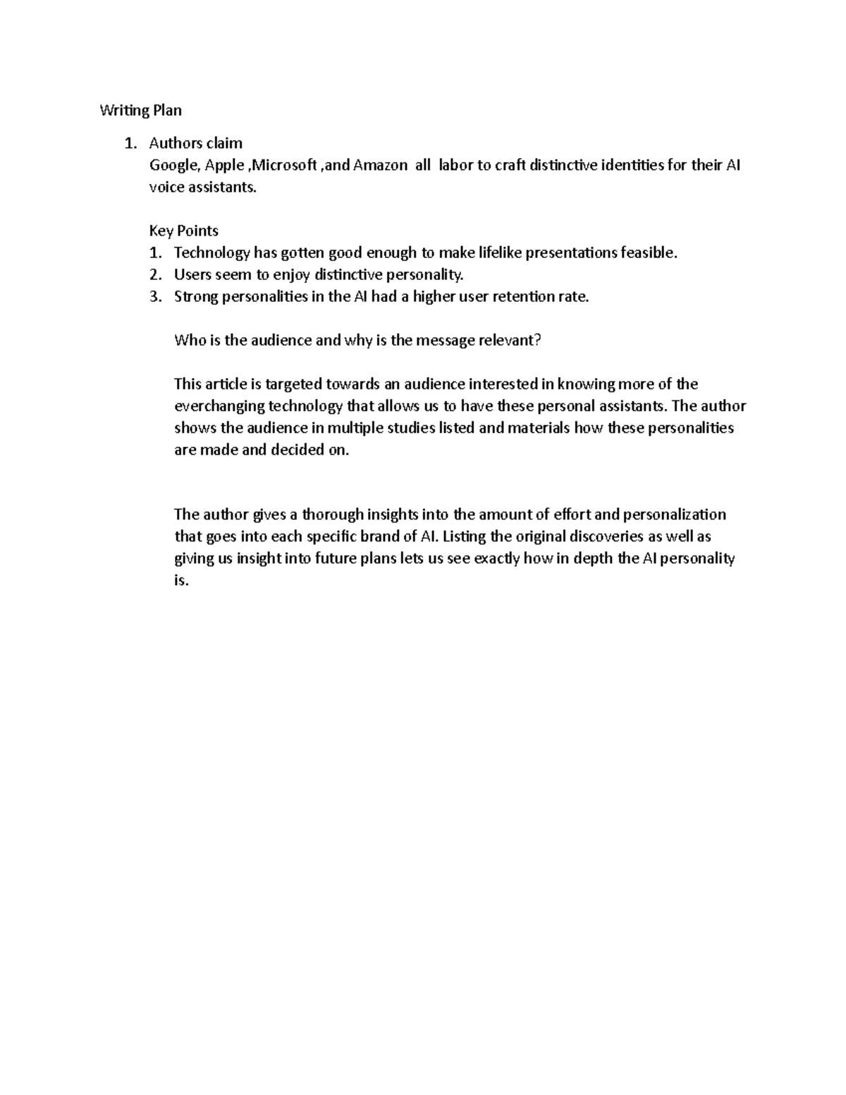 Assign 3 plan - Writing Plan Authors claim Google, Apple ,Microsoft ...