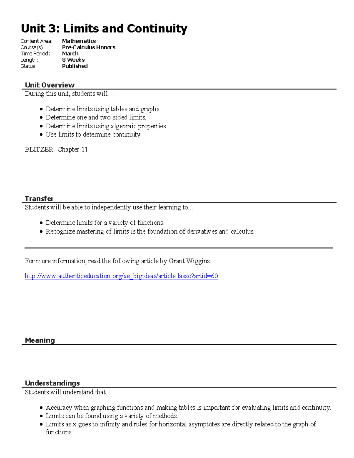 Unit Unit 3 Limits and Continuity 20221019174710 - Unit 3: Limits and ...