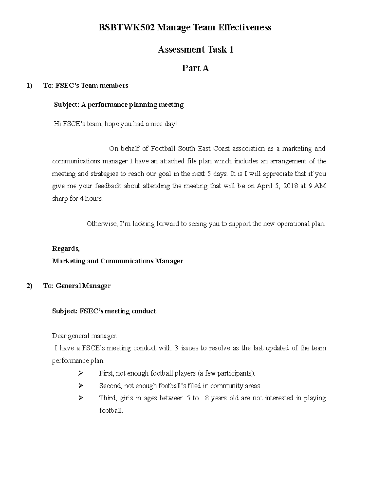 Assessment Task 1-5 - here are the answers of the all questions - Assessment Task 1 Part A To ...