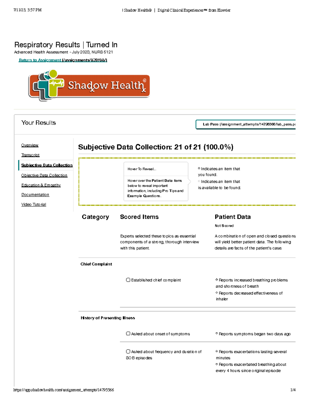 Shadow Health resp TJ - Respiratory Results | Turned In Advanced Health ...