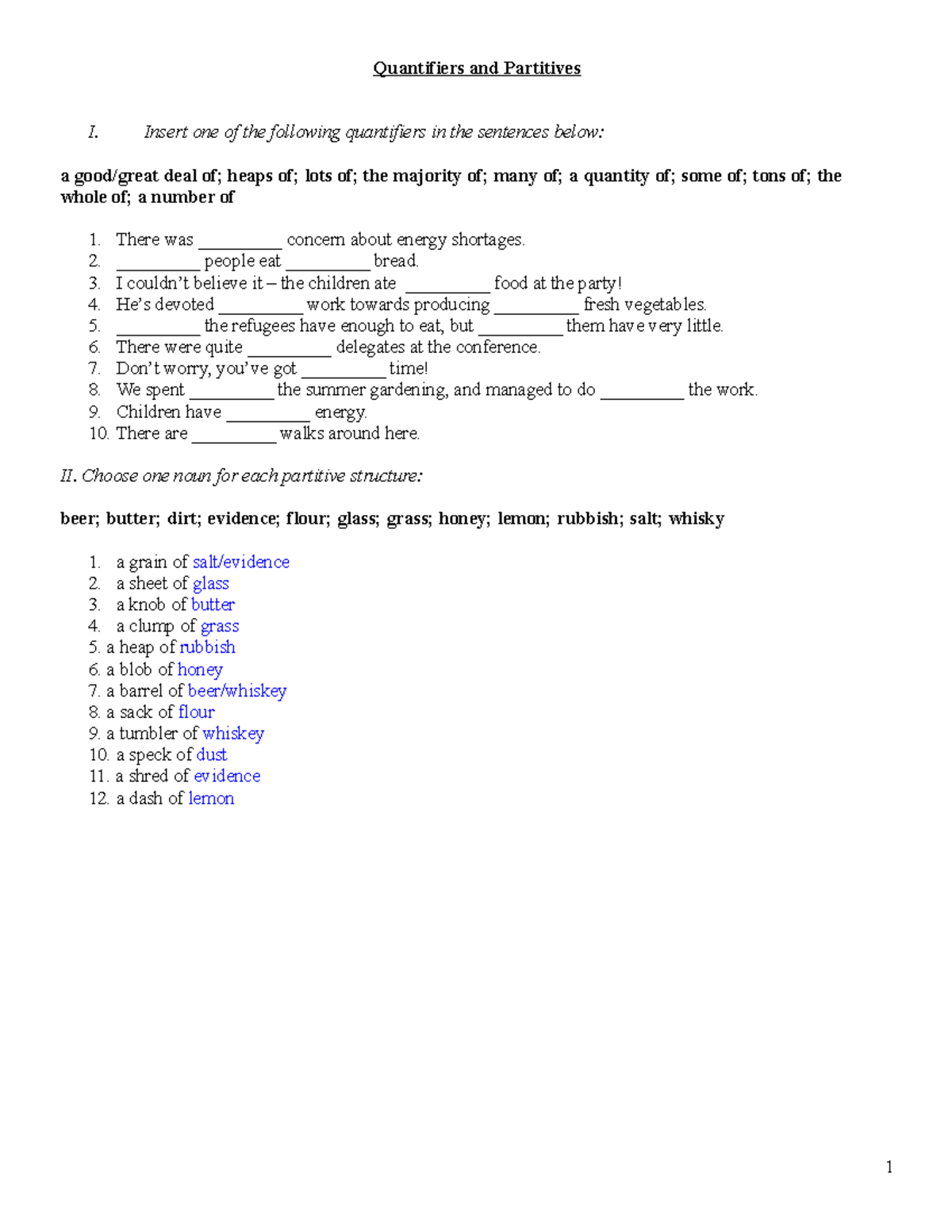 Topic 4-Quantifiers and Partitives 2013-14 - Quantifiers and Partitives ...