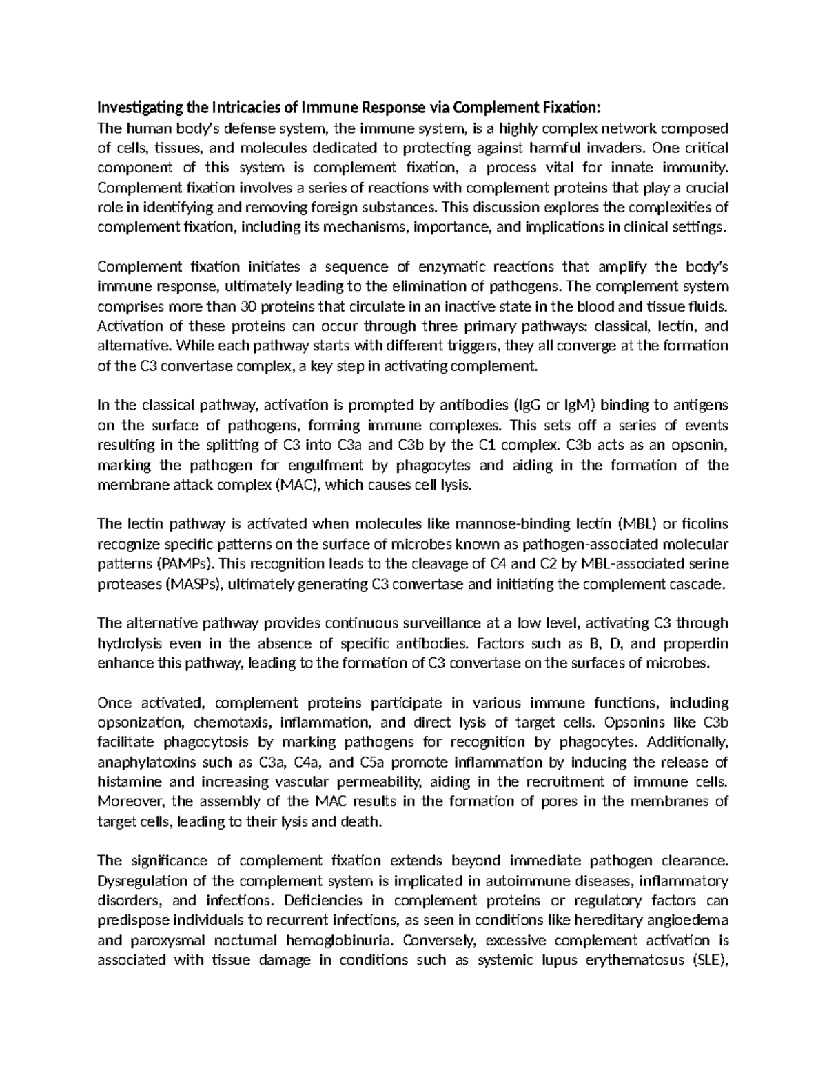 Complement Fixation 3 Investigating The Intricacies Of Immune 9797